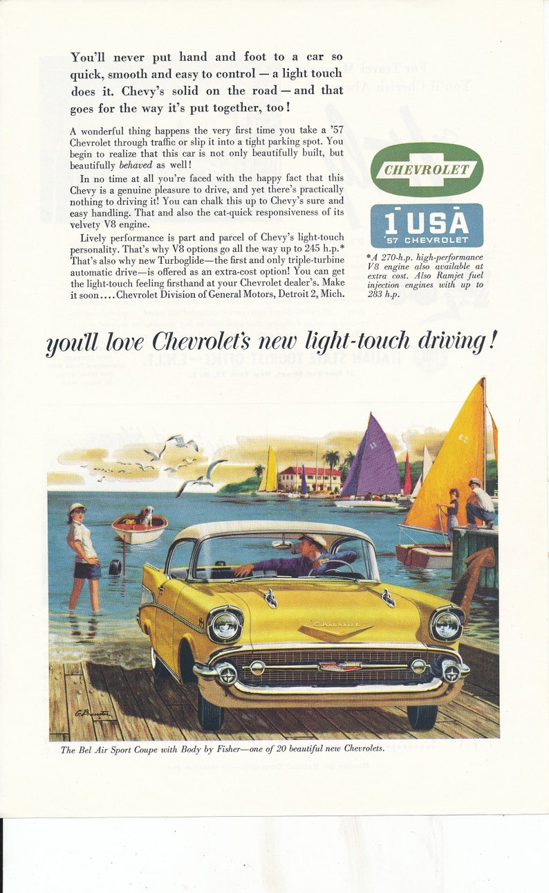 6 Vintage Magazine Ads for Chevrolet in the 1950's - Etsy