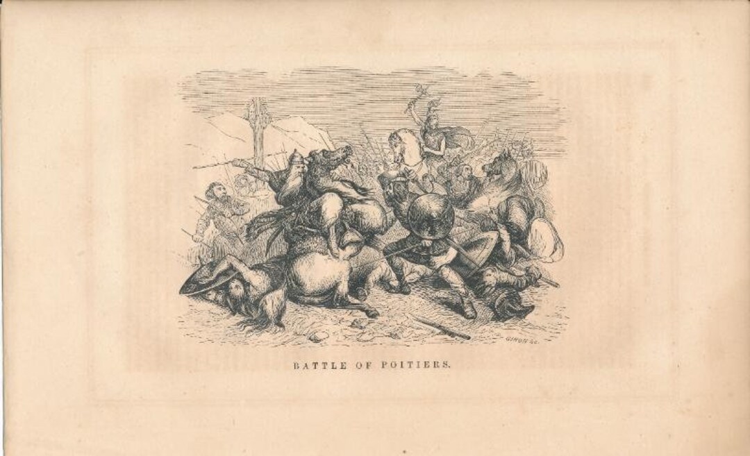 Historic Drawing "battle of Poitiers" 5 X 8 - Etsy