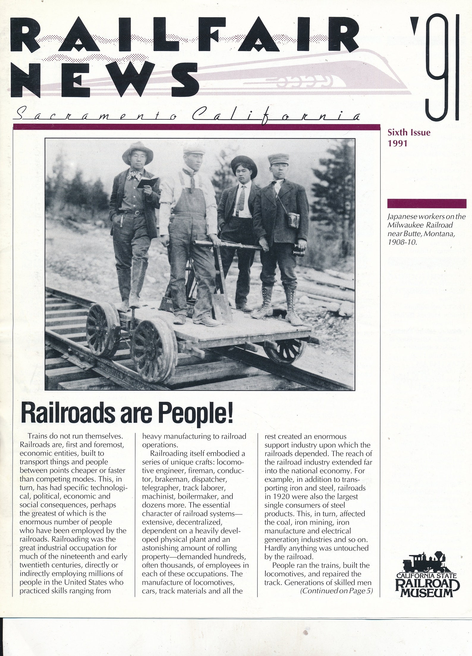 Union Pacific Employee Magazine Issue 3 1991 With Coverage on Railfair ...