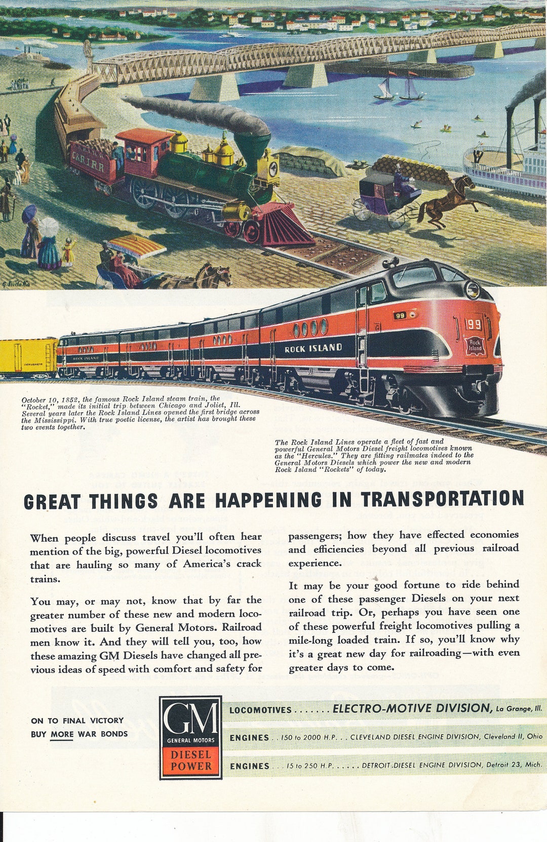 General Motors Locomotives by Electro-motive Division 4 Print Ads 1950s ...
