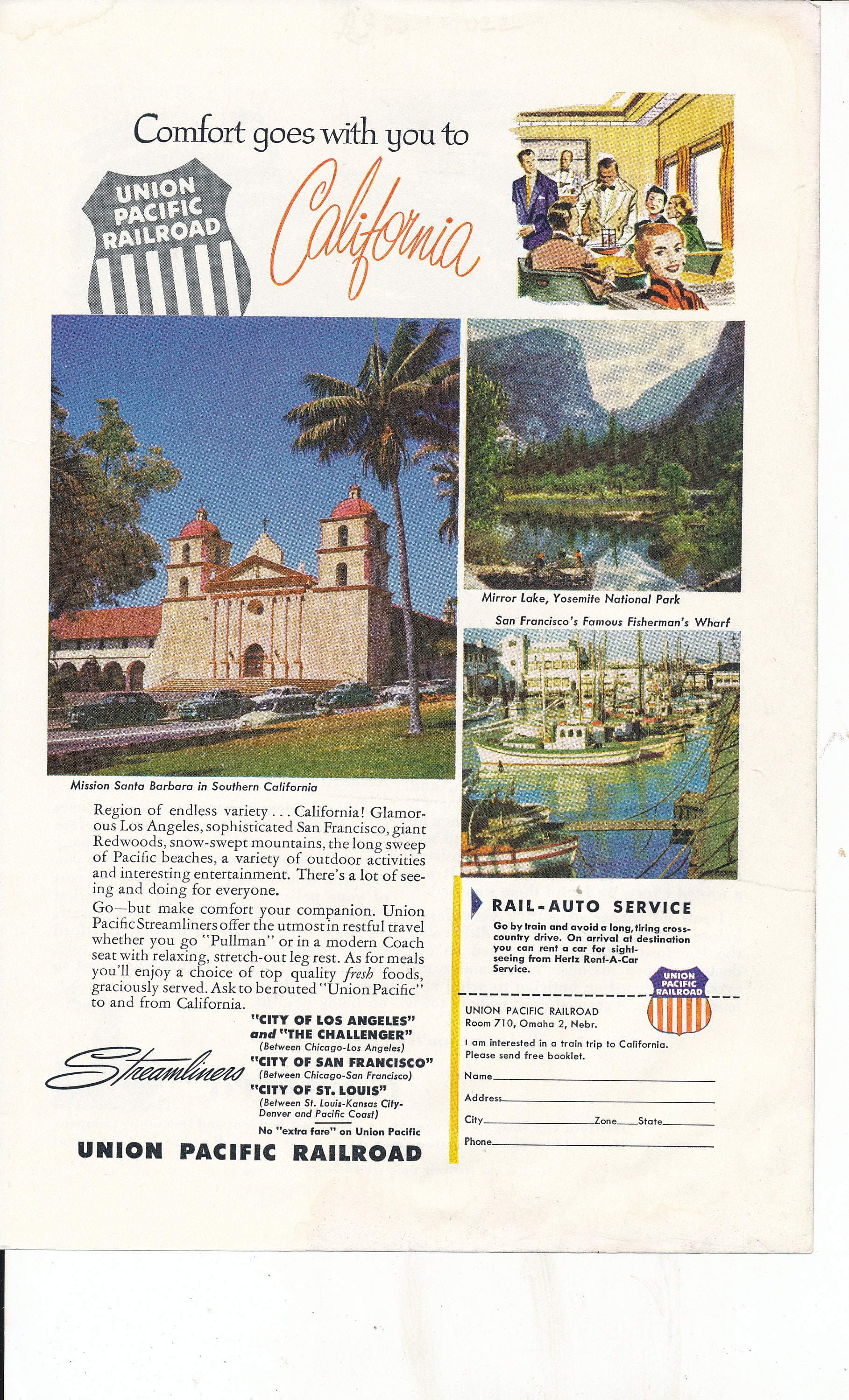 Union Pacific Railroad 5 Magazine Print Ads From the 1950's - Etsy