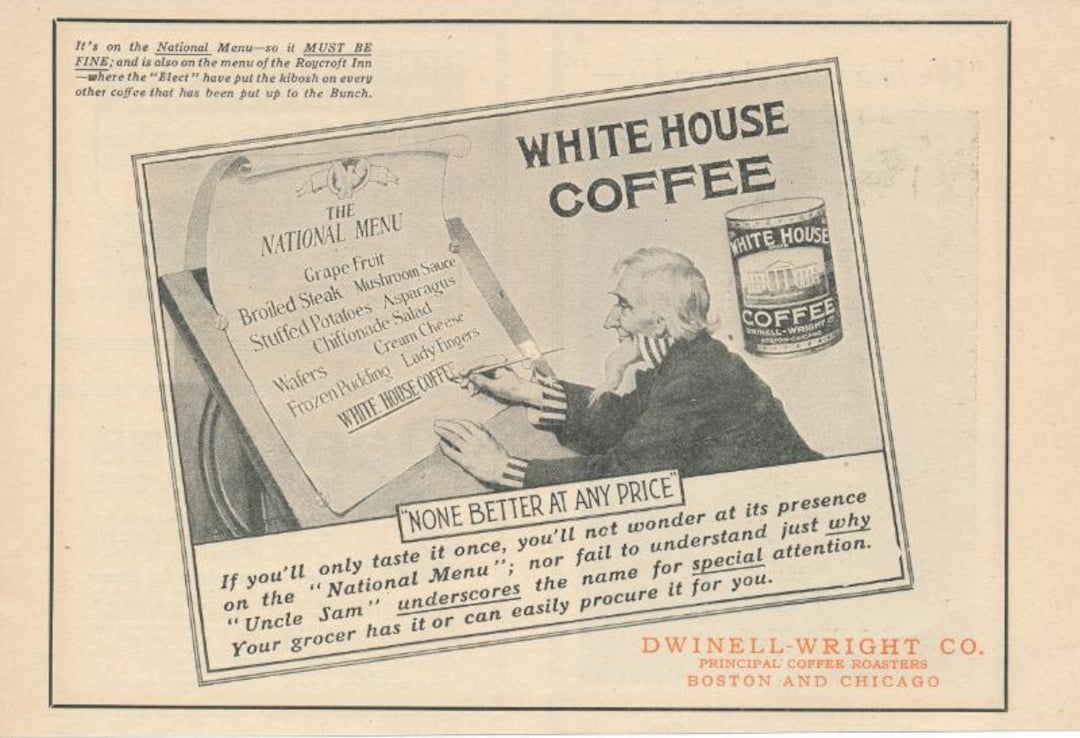White House Coffee Magazine Print Ad From the 1890's Approx. Size 5.5 X ...