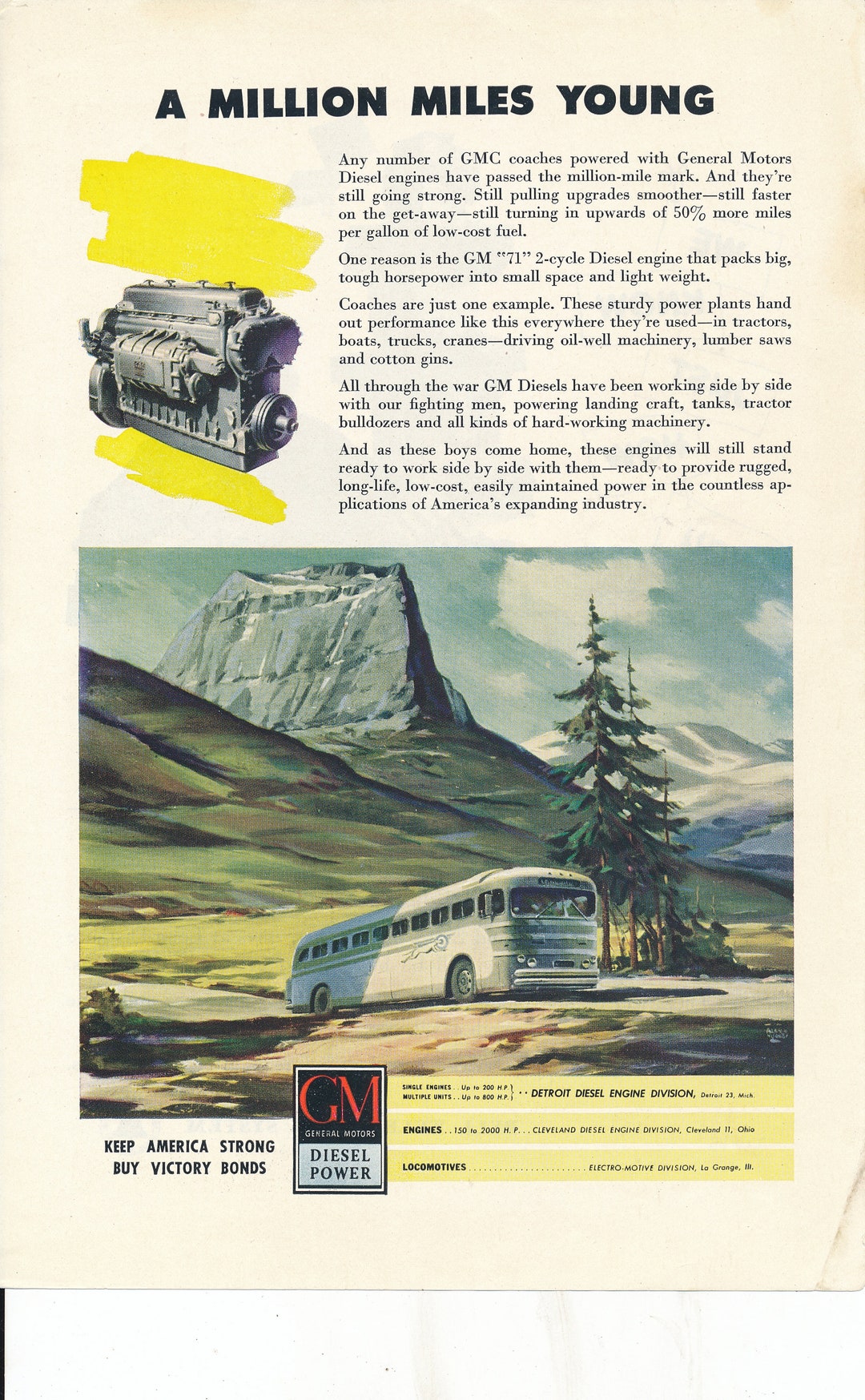 General Motors Diesel Power for Buses Magazine Print Ad From the 1940's ...
