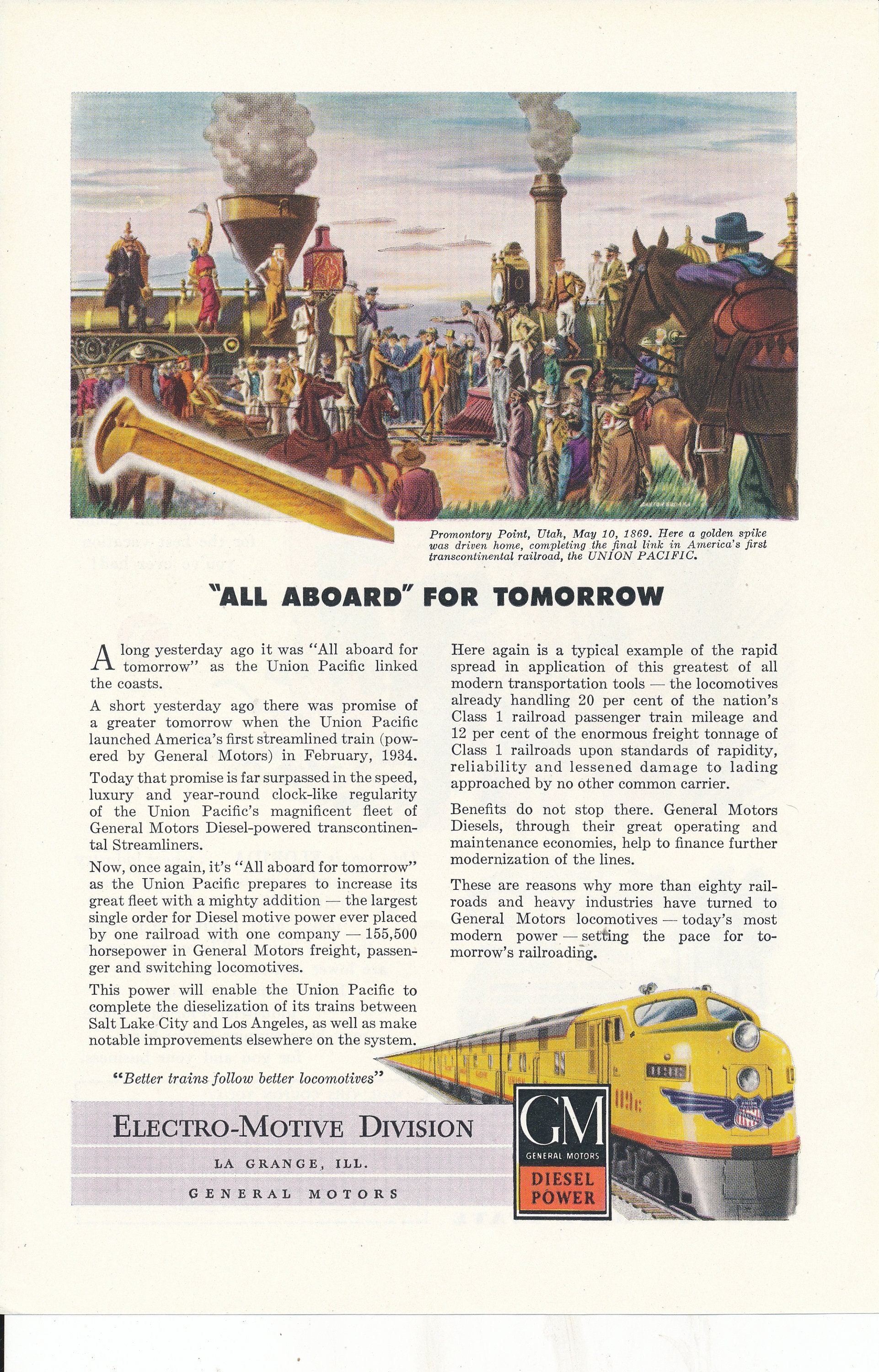 General Motors Locomotives by Electro-motive Division 4 Print Ads 1950s ...