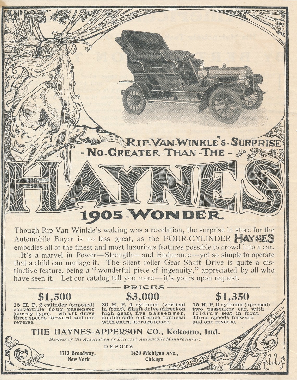 Haynes Automobile Company 4 Vintage Print Ads From the 1900's - Etsy