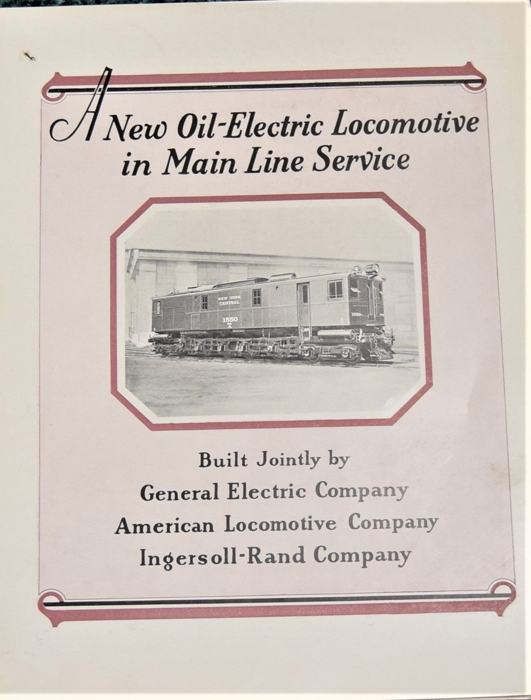 Oil-electric Locomotive by GE, Alco and Ingersoll Rand Brochure From ...