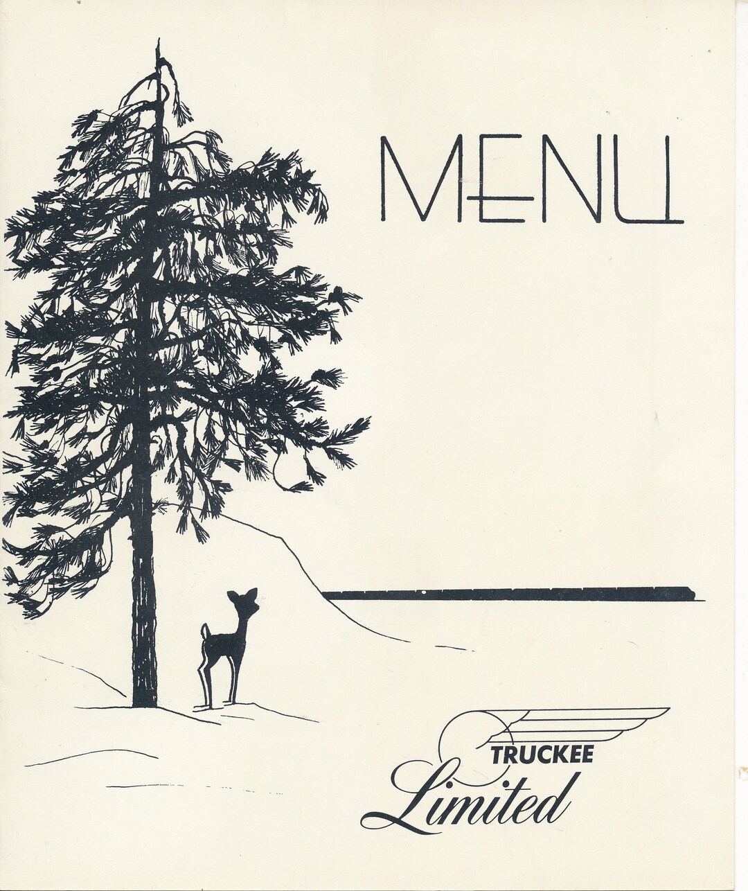 Dining Car Menu: Truckee Limited Dinner Menu Operated by the Pacific ...