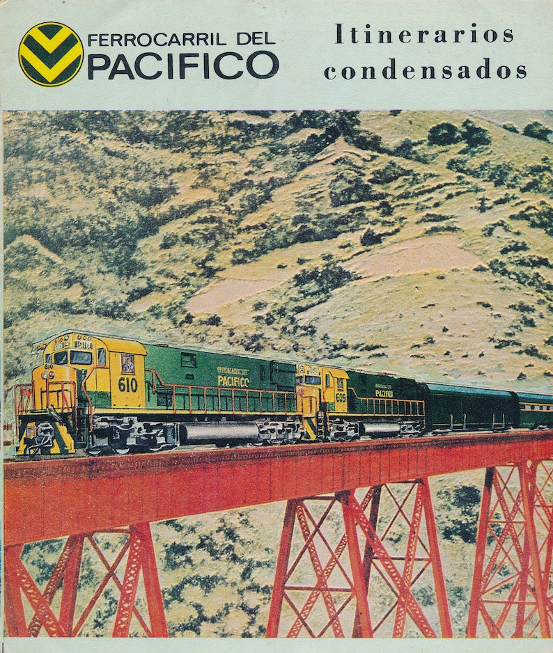 Ferrocarril Del Pacifico Condensed Timetable, Brochure and Map (1960s ...