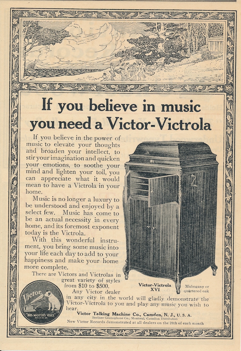 Vintage 3 Victor-victrola Magazine Print Ads From the 1910's - Etsy
