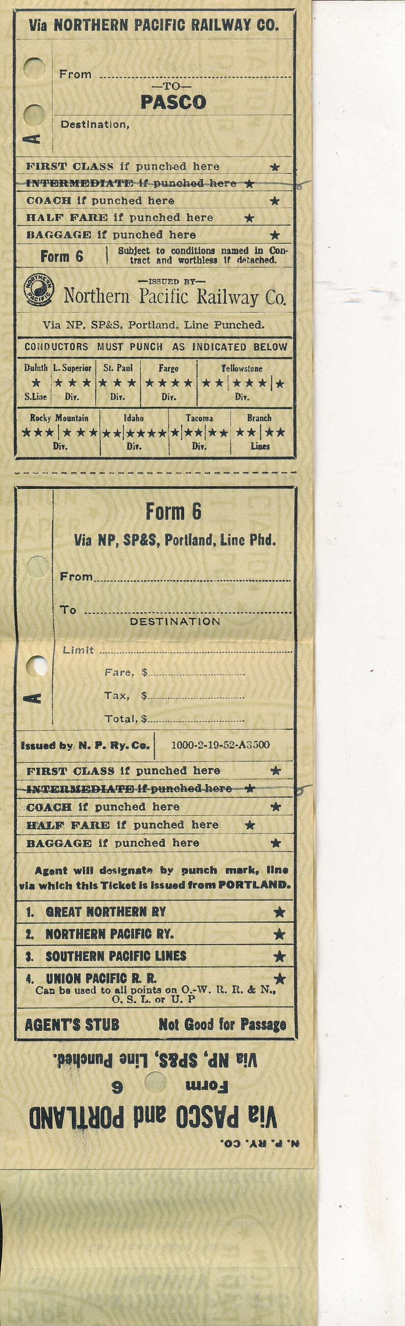 Northern Pacific Railway Ticket - Etsy