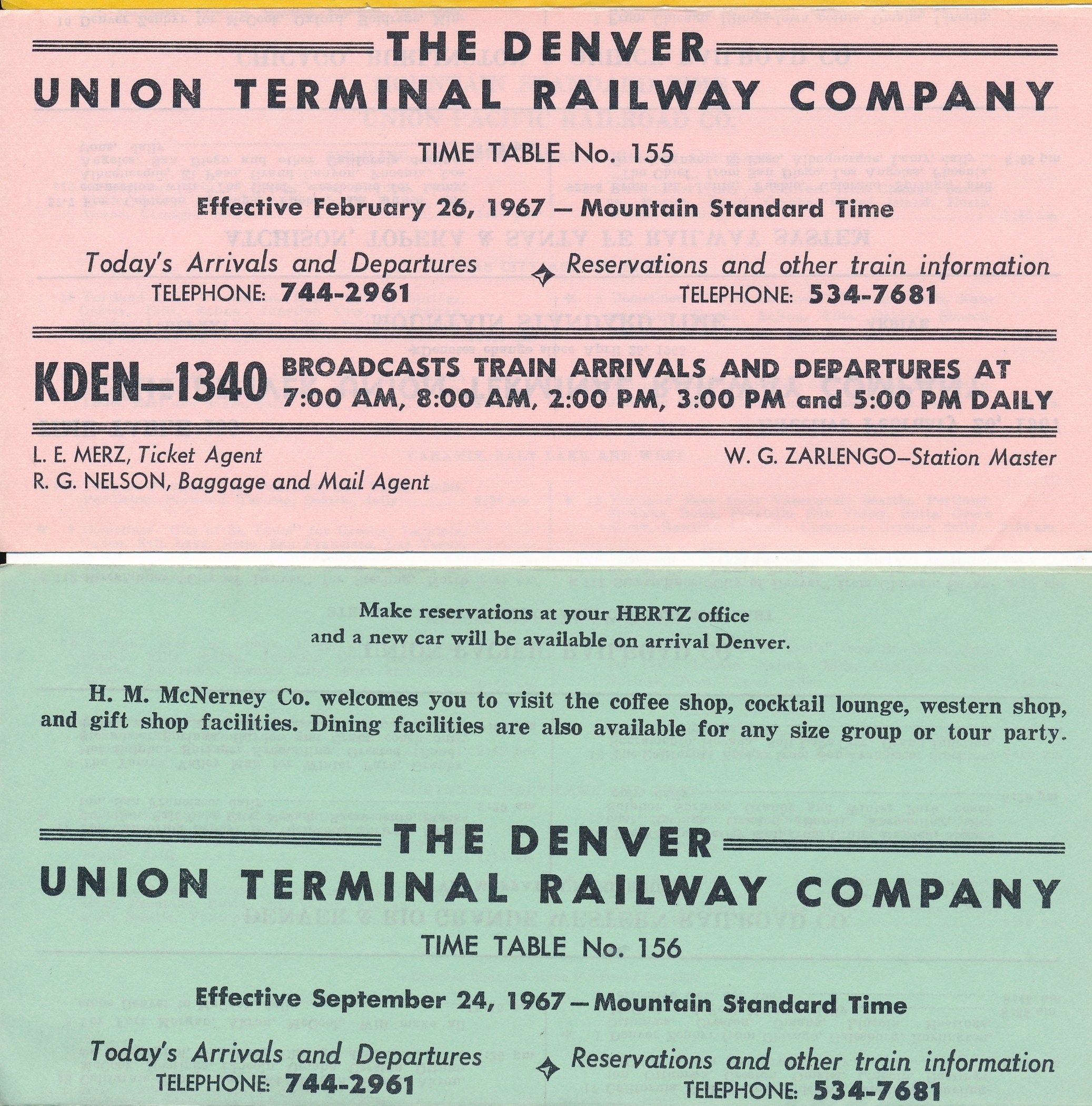 The Denver Union Terminal Railway Public Timetables Nos. 155 and 156 - Etsy