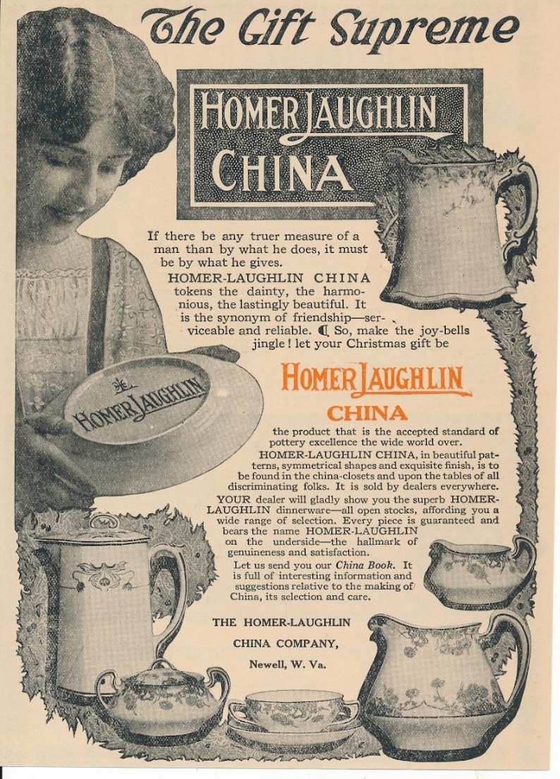 Homer Laughlin China Company Magazine Print Ad's Lot of 3 From the 1890 ...
