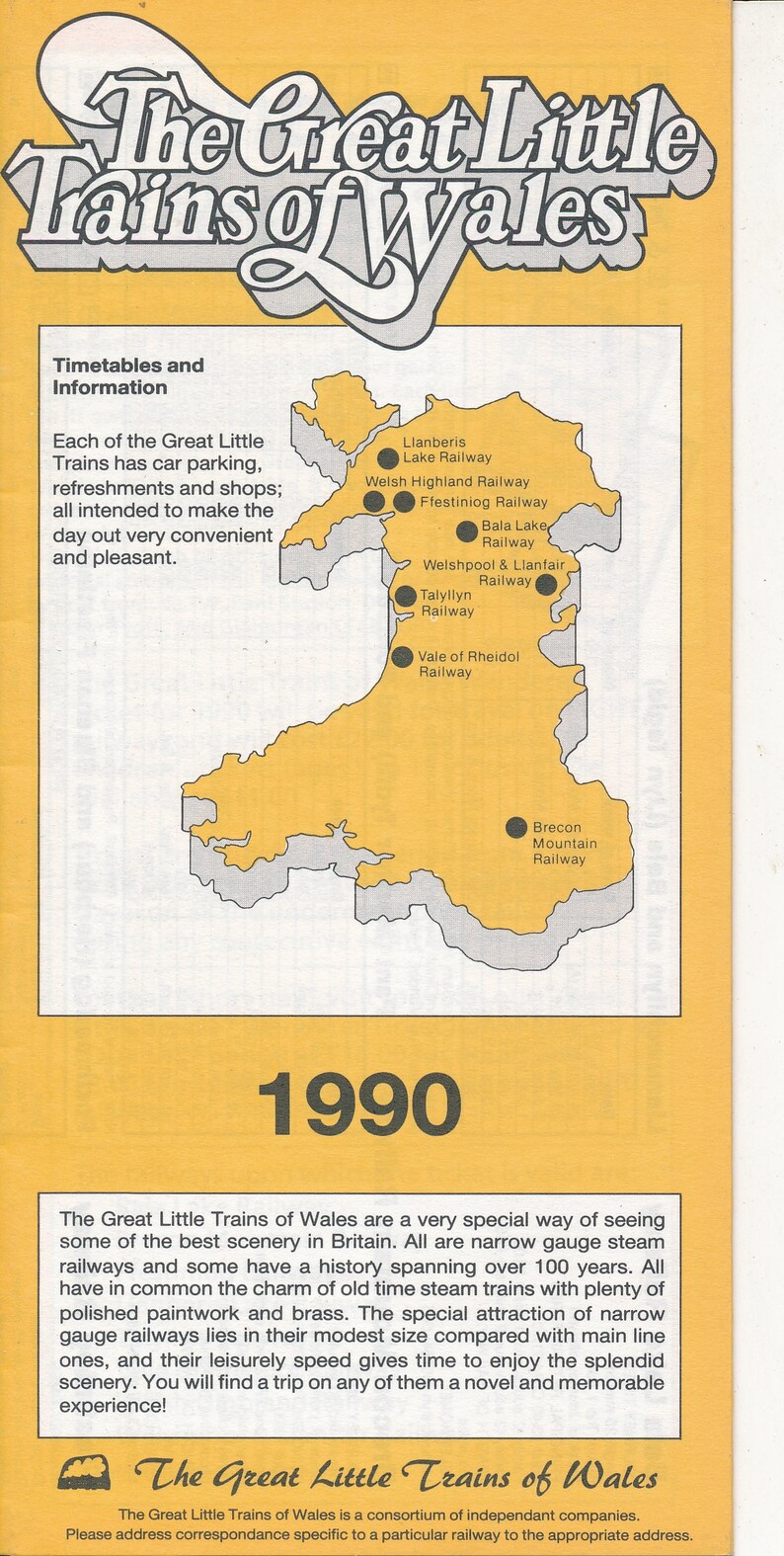 The Great Little Trains of Wales Brochure 1990 - Etsy