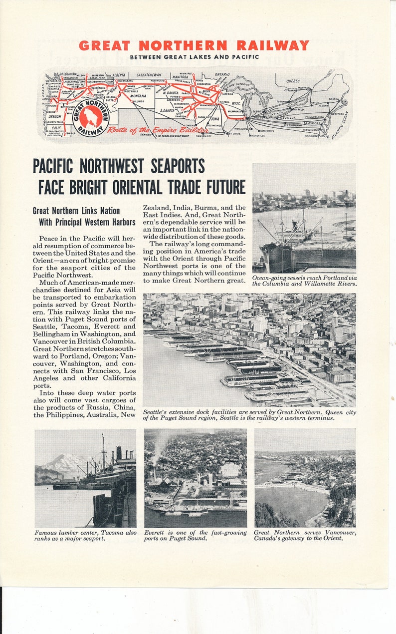 Great Northern Railway 5 Magazine Print Ads From the 1940's - Etsy Canada