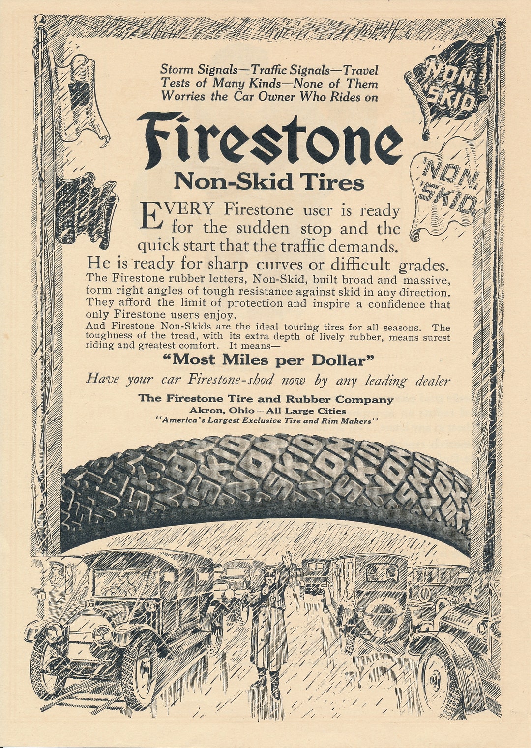2 Vintage Print Ads for Firestone Tires 1910's and 1920's - Etsy