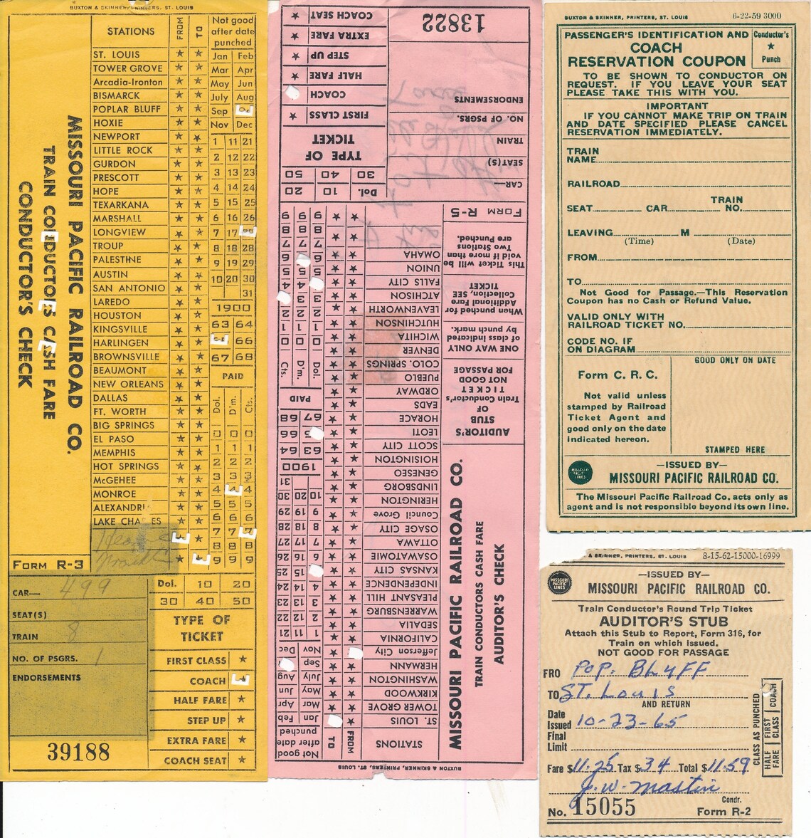 Missouri Pacific Railroad Lot of 4 Tickets - Etsy