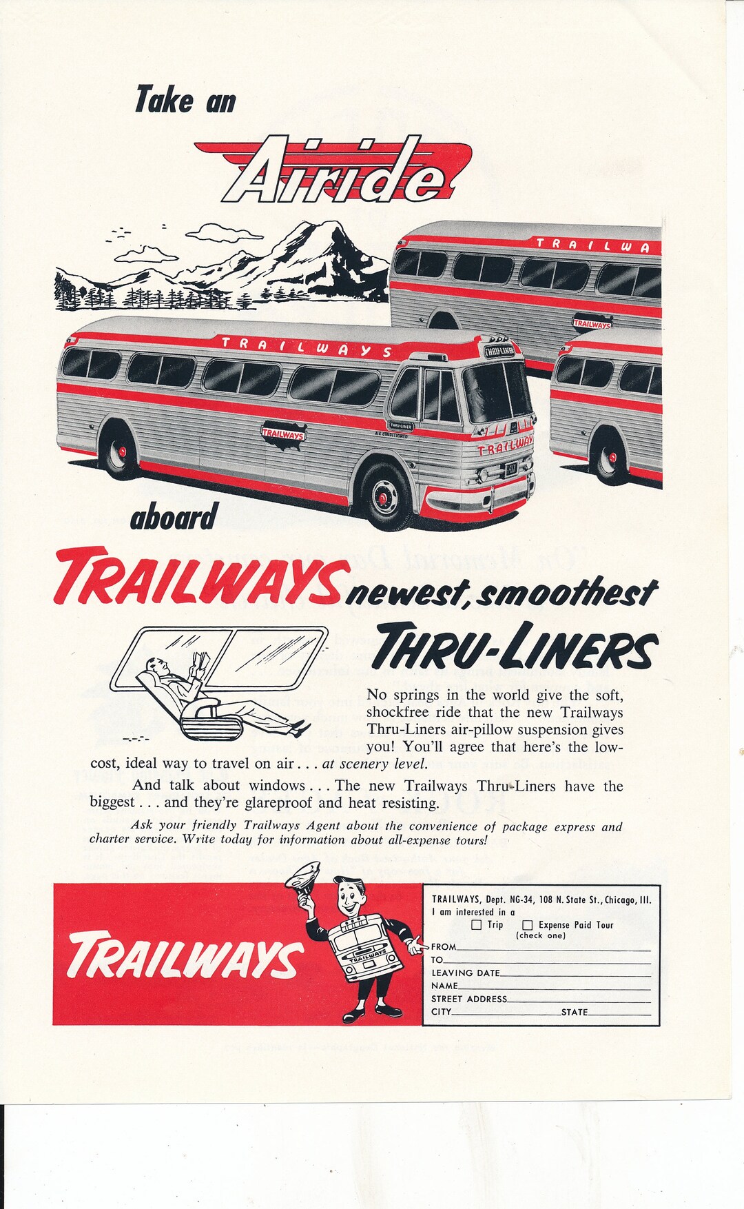 Trailways Bus Company 2 Magazine Ads From the 1950's - Etsy