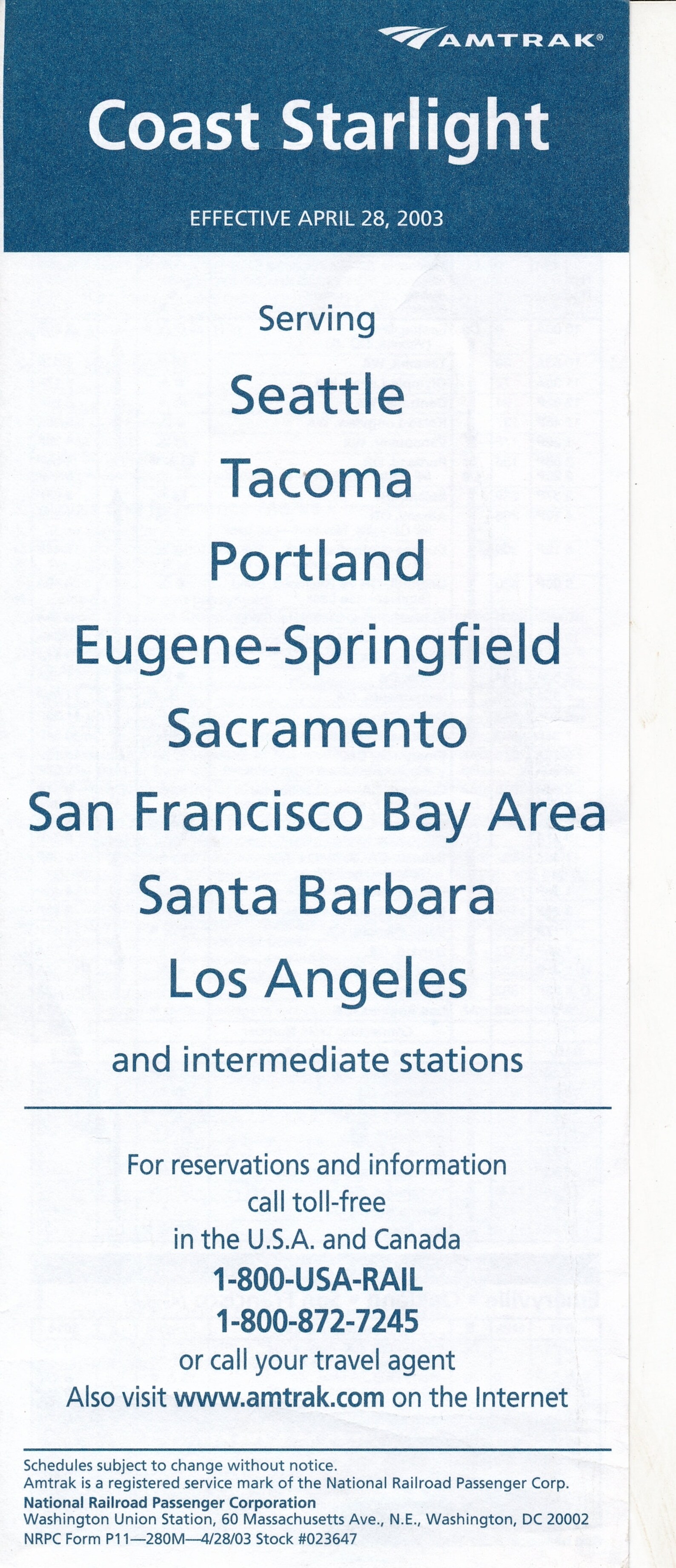 Amtrak West Coast Brochures and Timetables Lot of 10 - Etsy