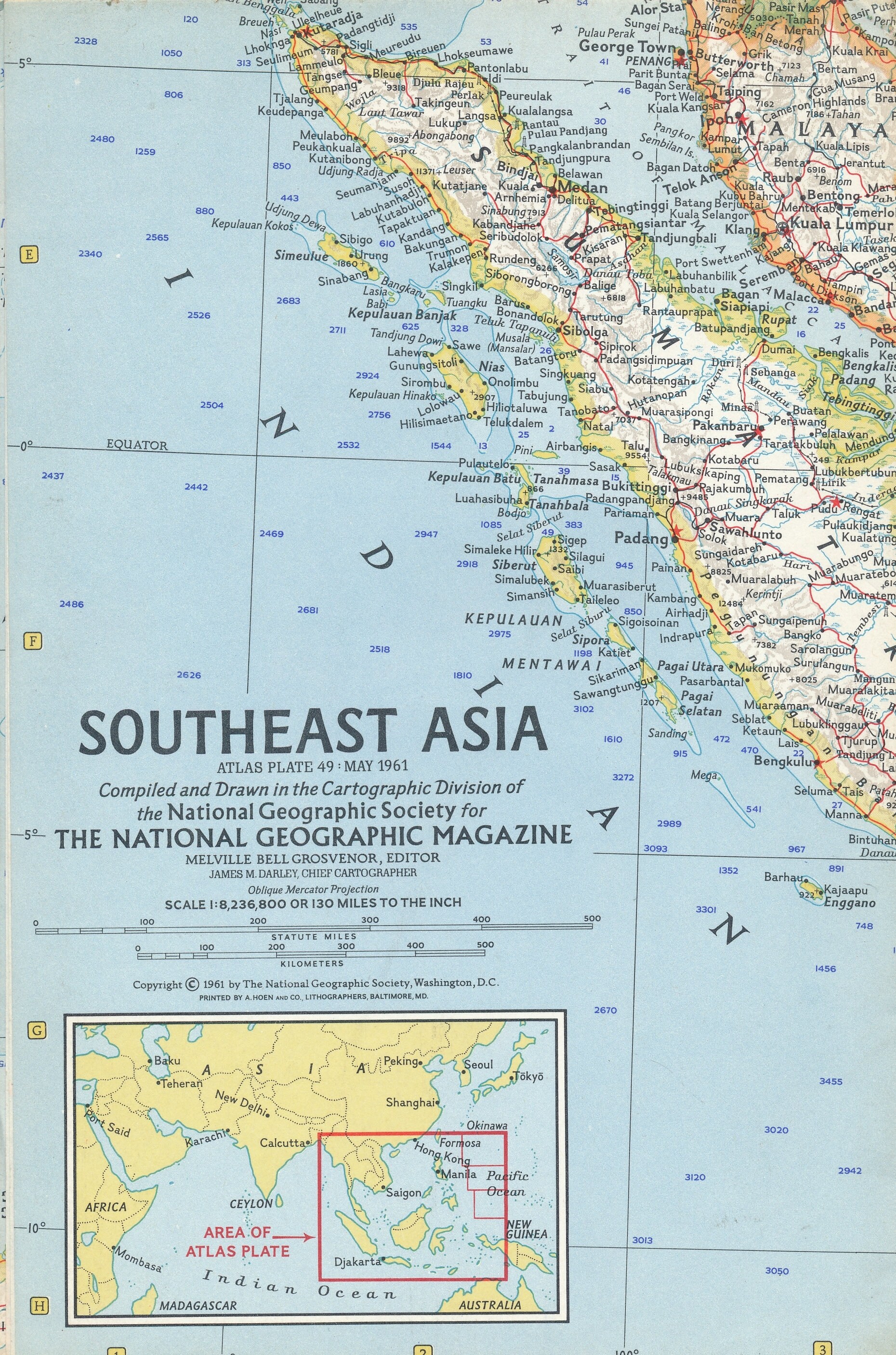 The National Geographic Magazine Maps: Lot of 3 Asia and Adjacent Areas ...