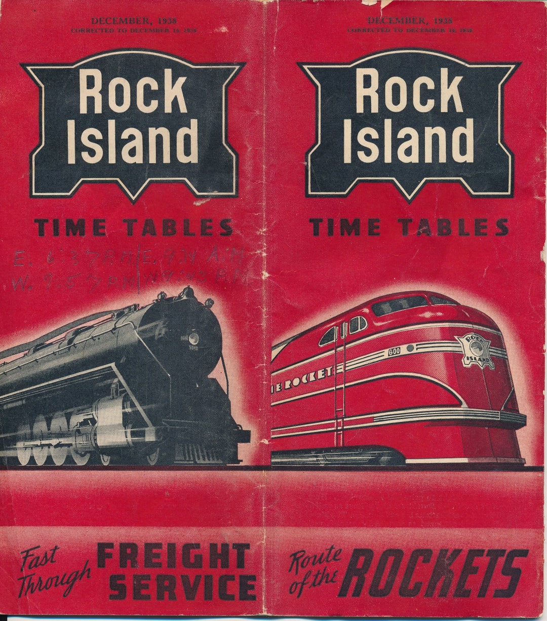 Rock Island Railroad Public Timetable December 18, 1938 - Etsy
