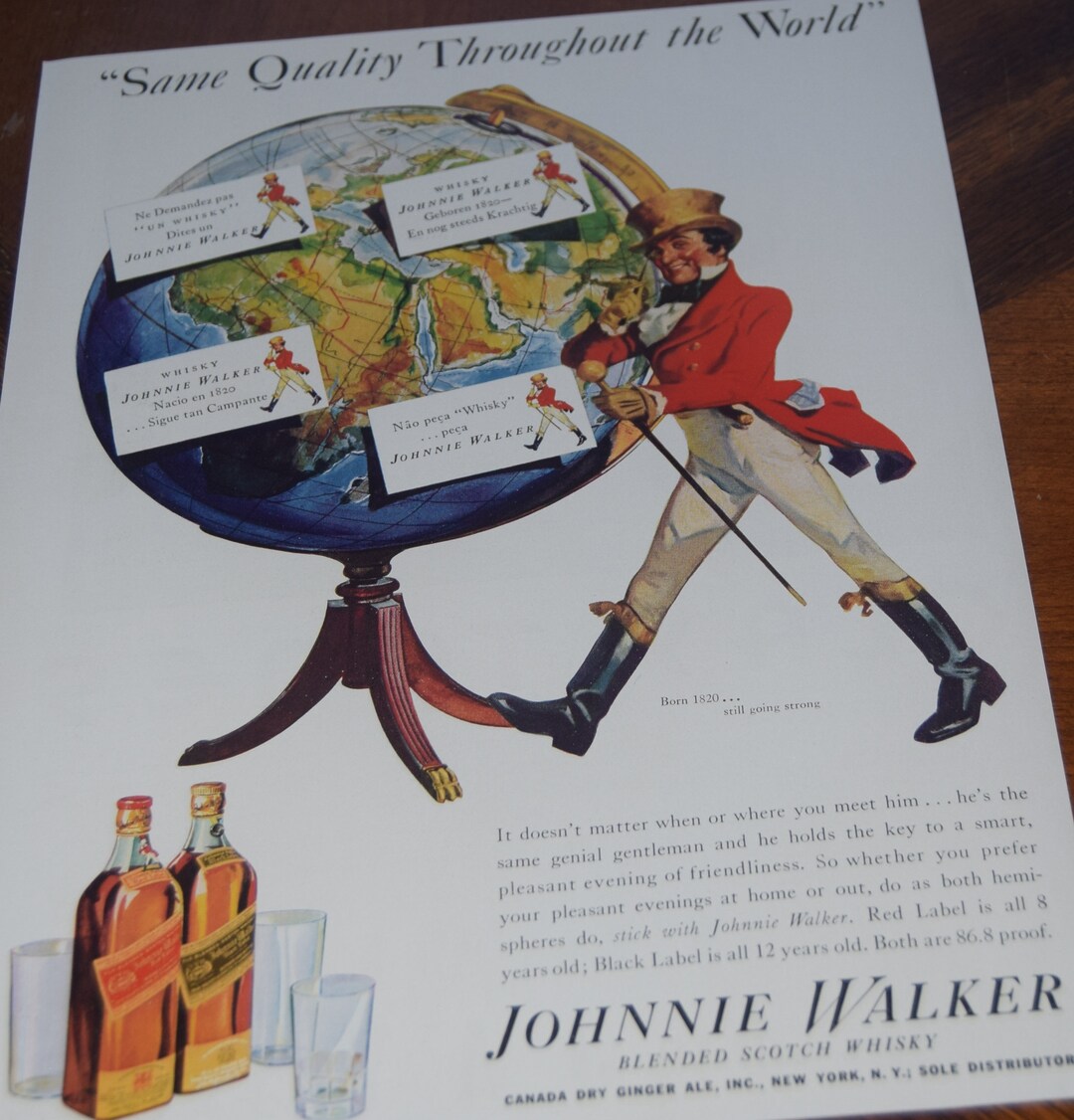 Vintage Alcohol Drinks Magazine Print Ad's Approx. 10 X 13 From the Mid ...