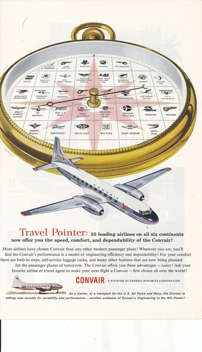 Convair Magazine Print Ads From the 1950's Lot of 3 - Etsy