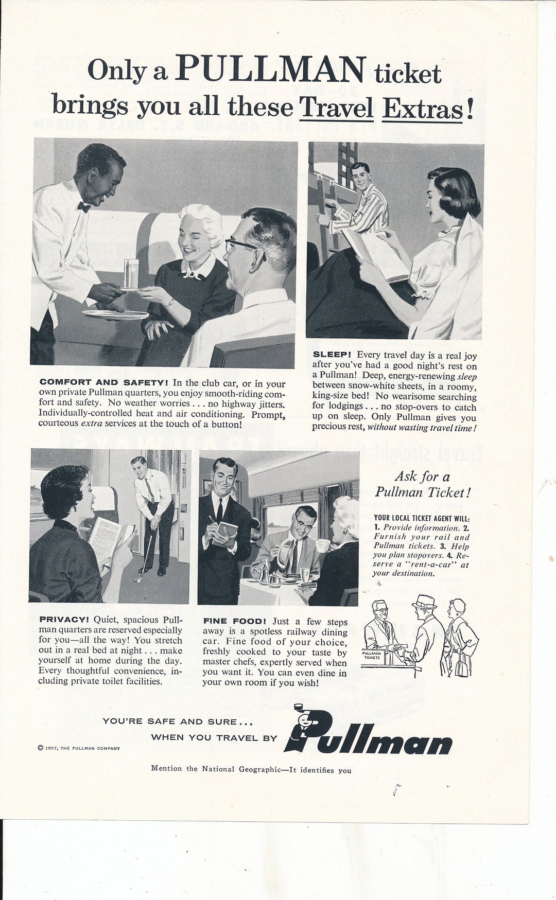 Pullman Company 5 Magazine Print Ads From the 1950's - Etsy