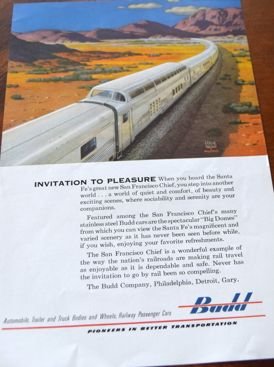 Budd Company: Vintage Magazine Print Ad's for Budd Promoting the New Santa Fe Chief and the ...