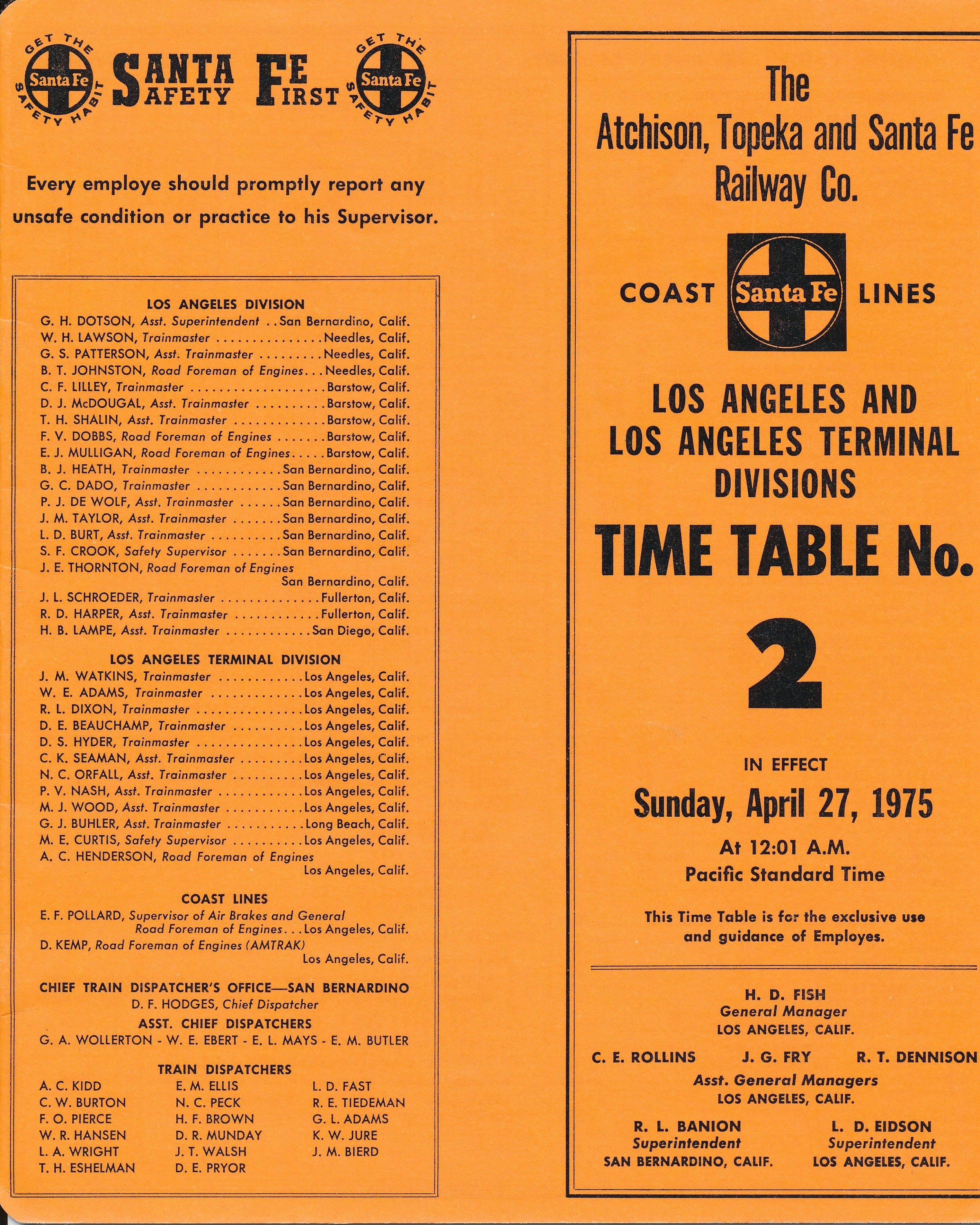 Santa Fe Railway Employee Timetables Los Angeles Division 6 Different ...