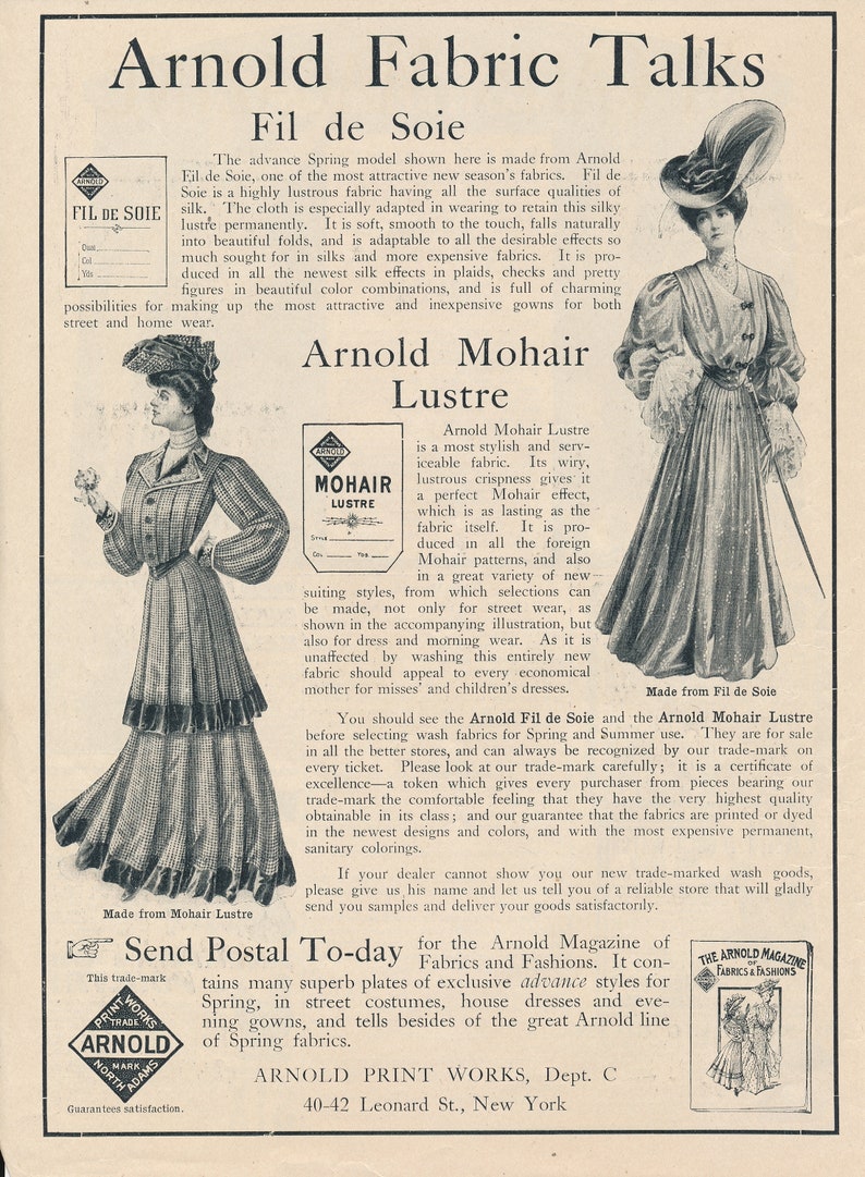 Vintage Magazine Print Ad's From the Early 1900's Lot of 2 for Women's ...