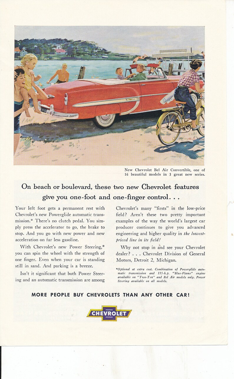 5 Vintage Magazine Ads for Chevrolet in the 1950's - Etsy
