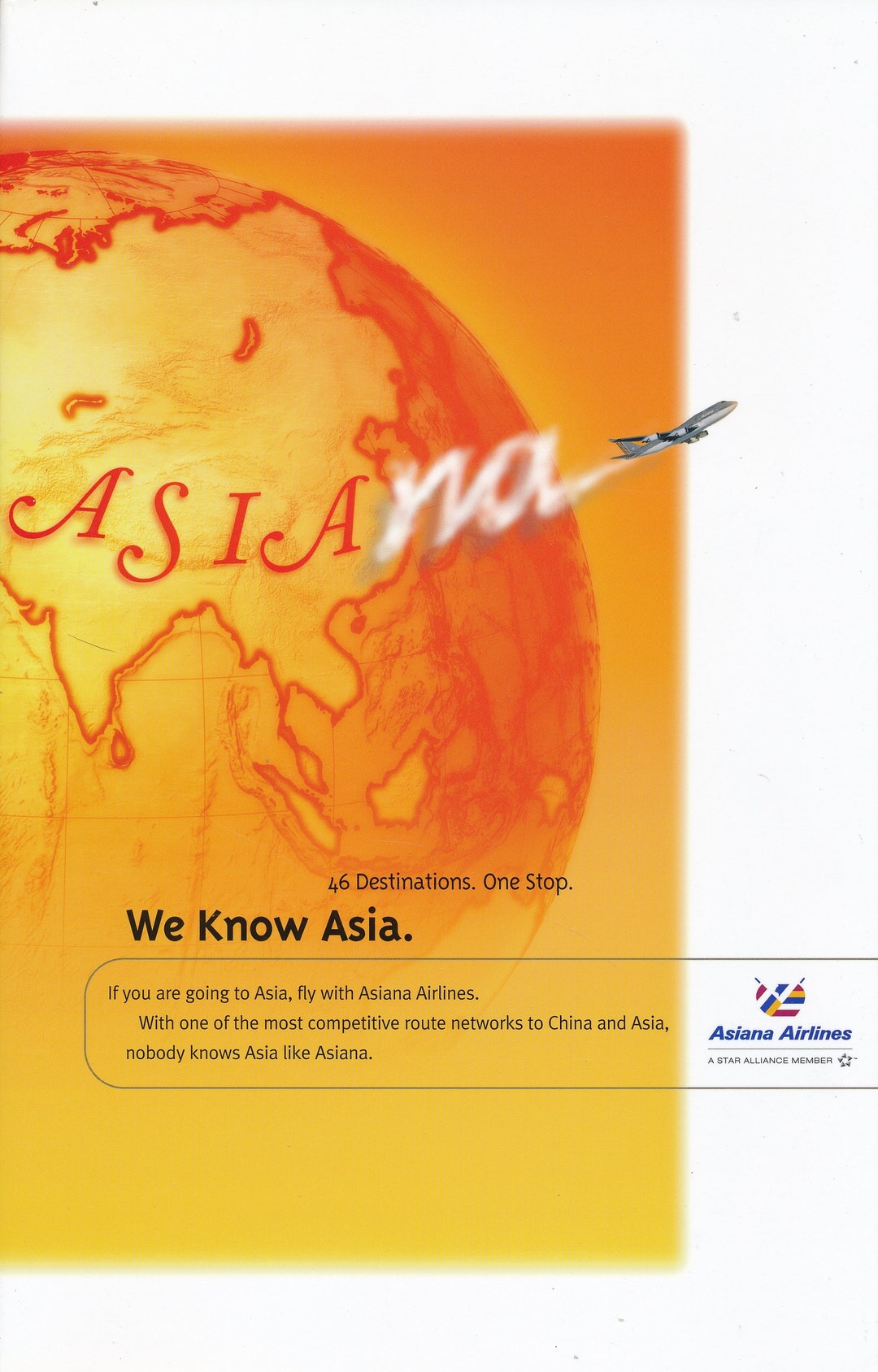 Asiana Airlines Lot of 3 Items: We Know Asia Brochure, International Airline Program 2004/2005 ...