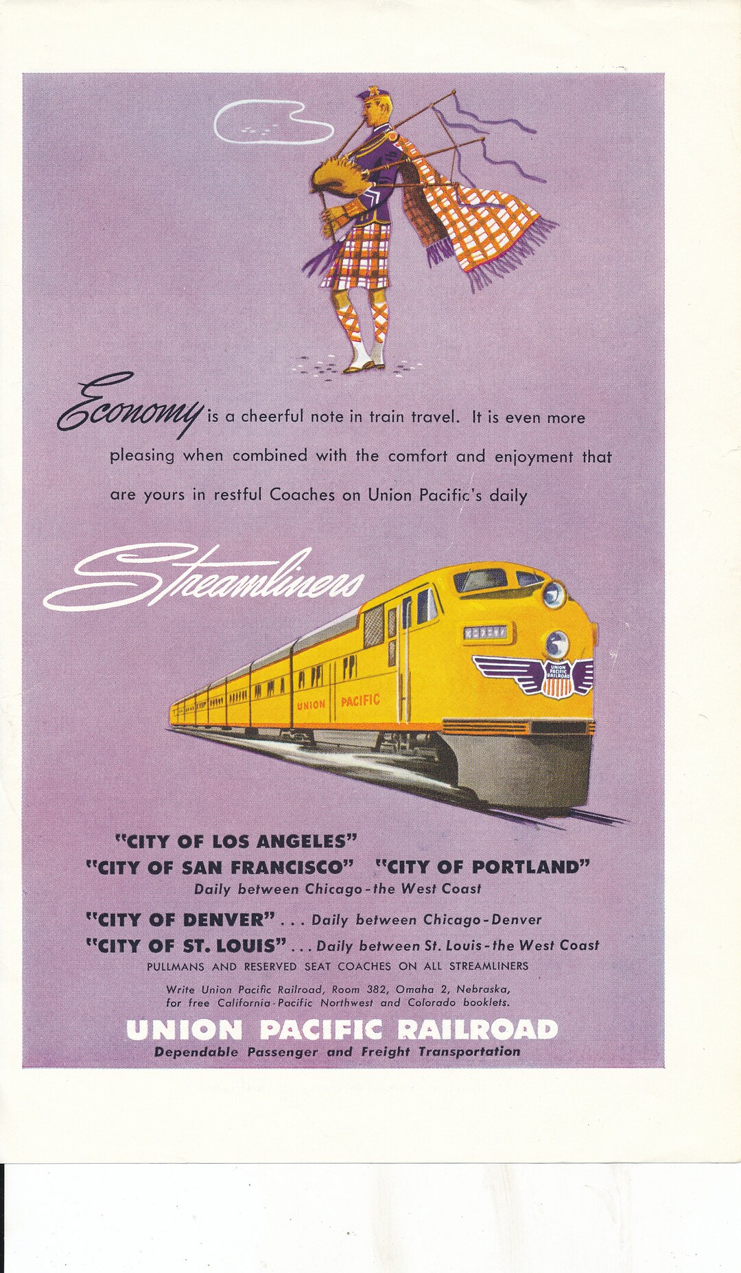 Union Pacific Railroad 4 Magazine Print Ads From the 1940's - Etsy