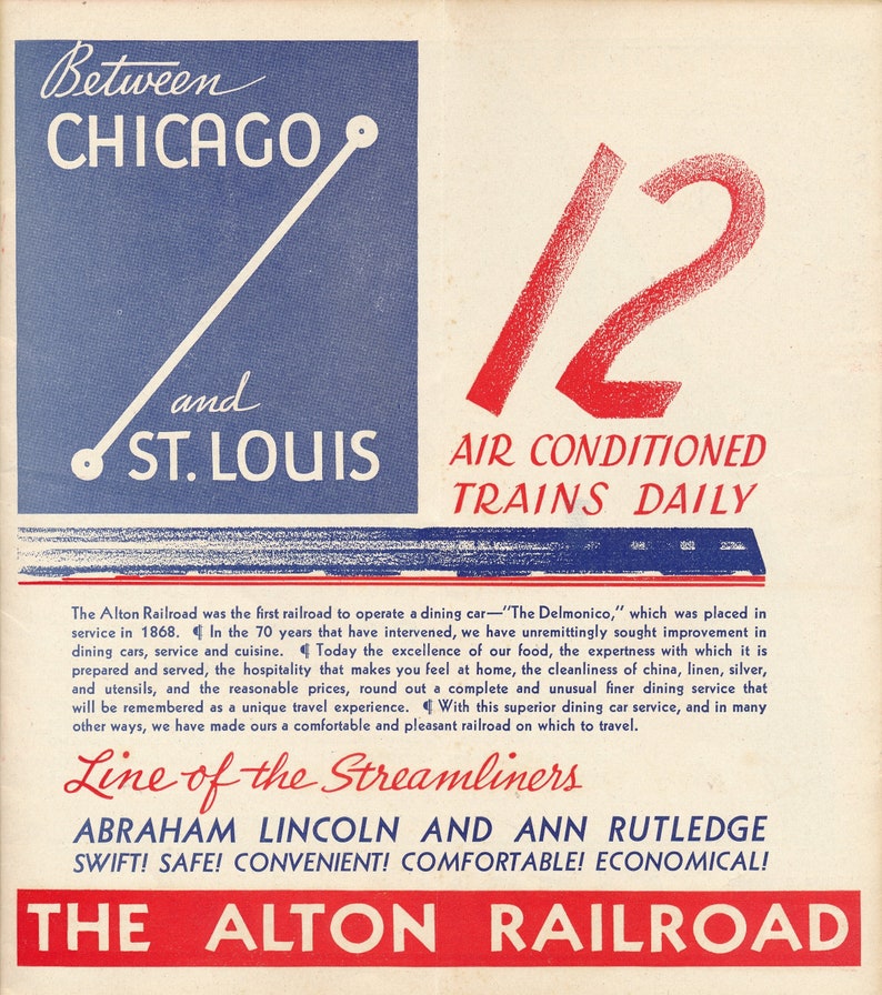 Alton Railroad Public Timetable April 11, 1938 - Etsy