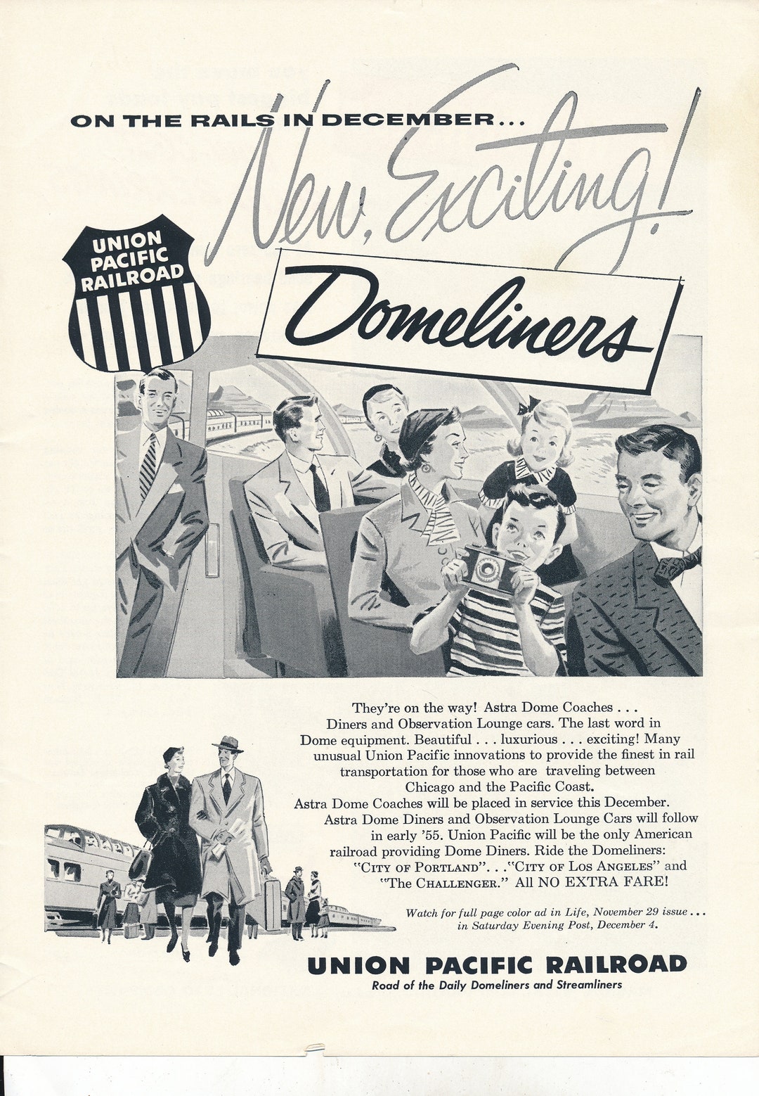 Union Pacific Railroad 5 Magazine Print Ads From the 1950's - Etsy