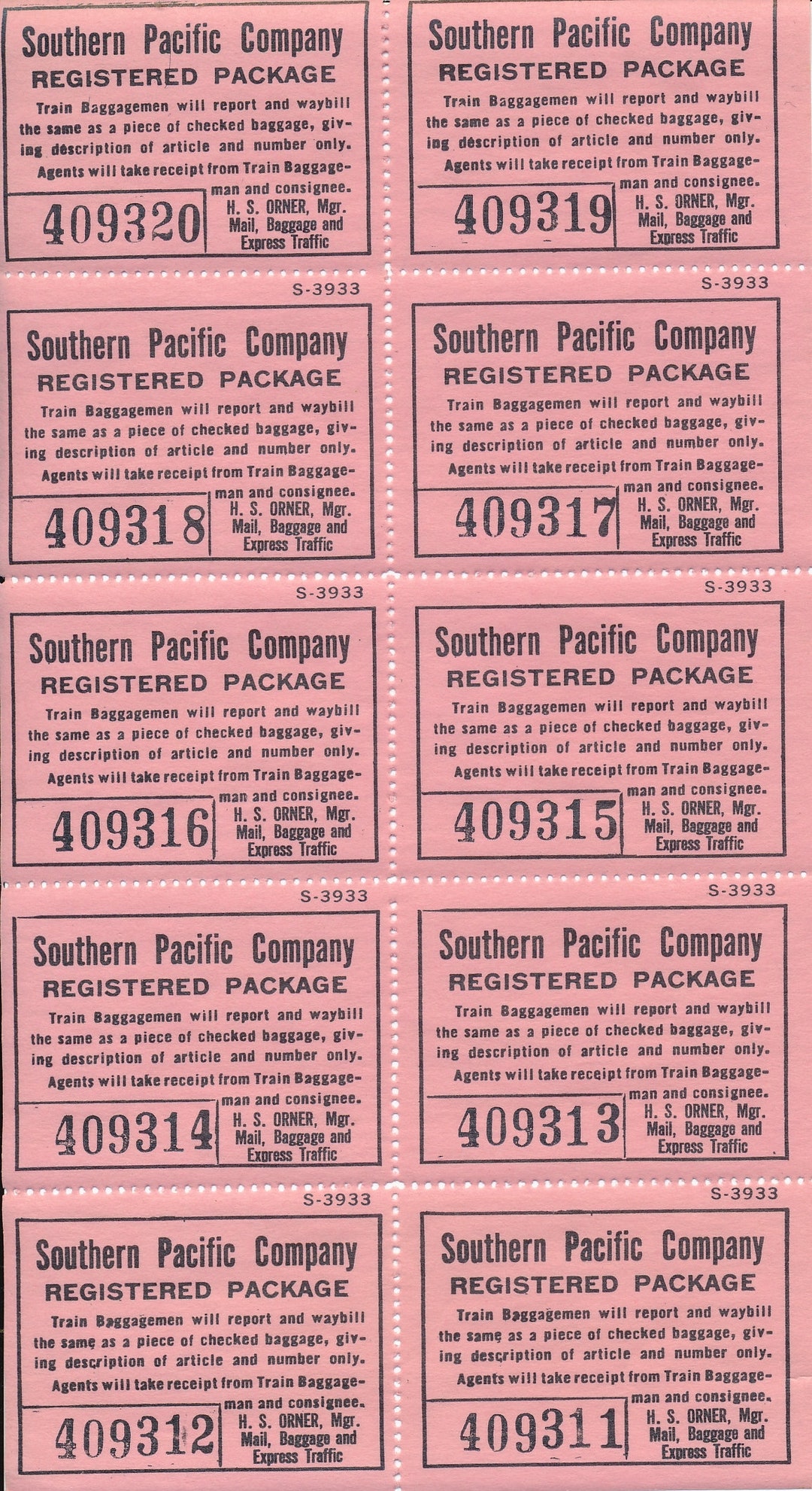 Southern Pacific Railroad Sheet of Registered Package Stickers - Etsy
