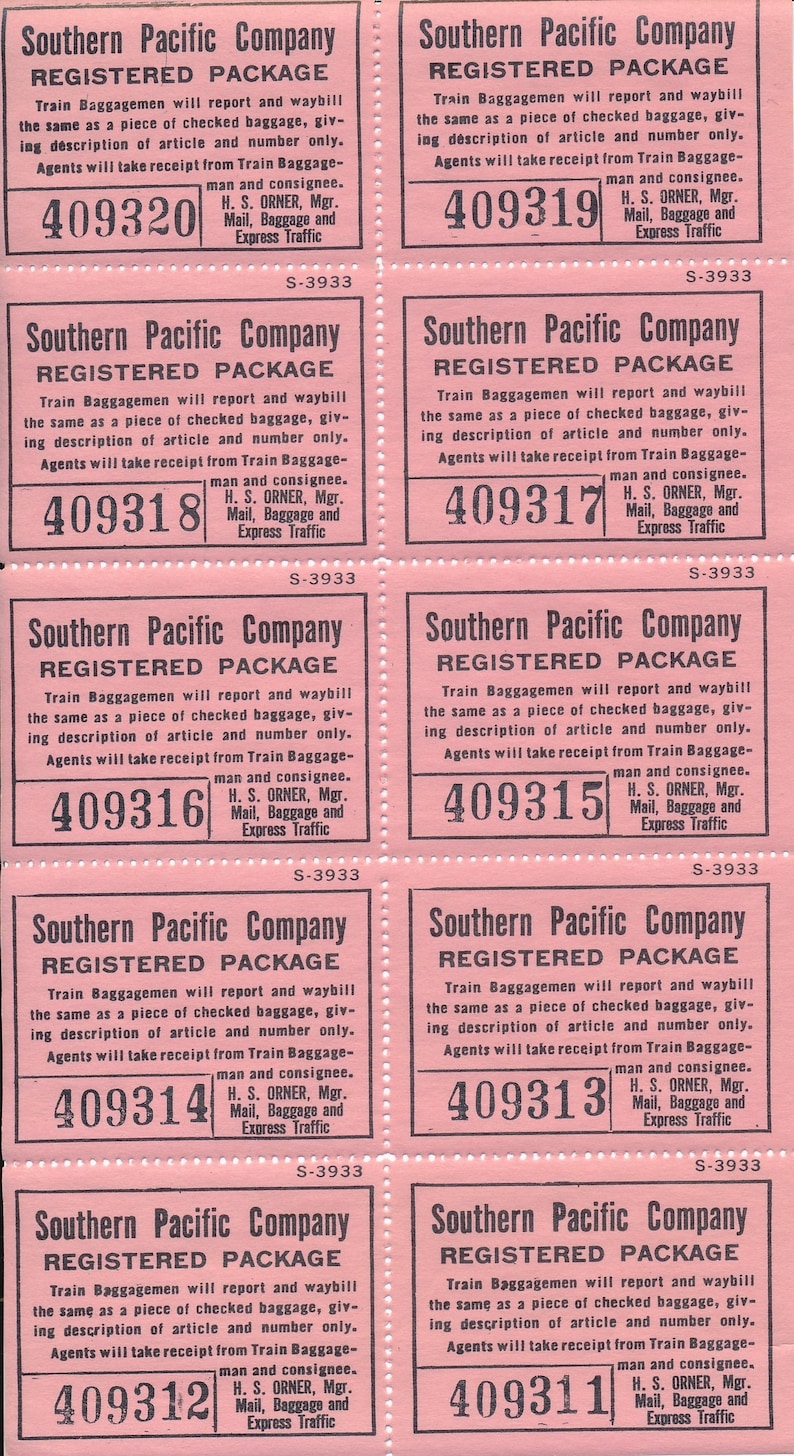 Southern Pacific Railroad Sheet of Registered Package Stickers - Etsy