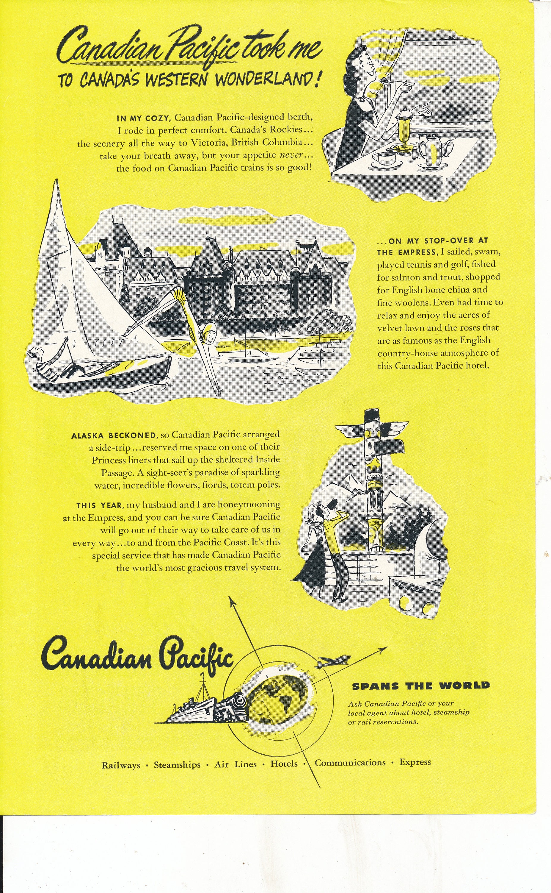 Canadian Pacific Railway 4 Magazine Print Ad's From the 1940's and 1950 ...