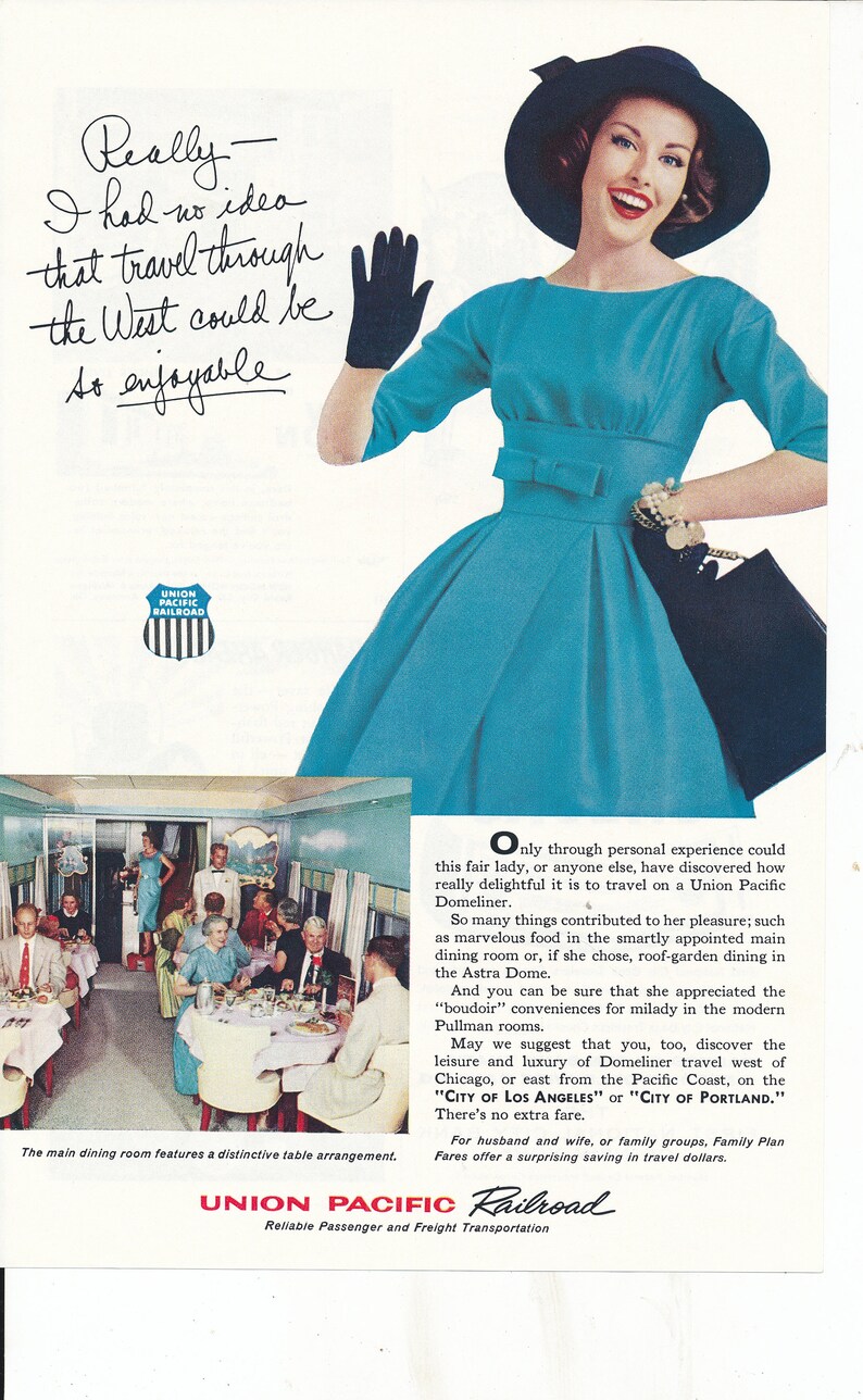 Union Pacific Railroad 5 Magazine Print Ads From the 1950's - Etsy