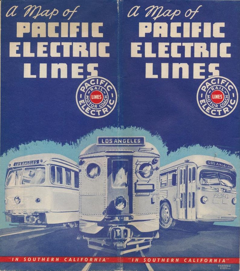 Map of Pacific Electric Lines Railroad in the Los Angeles-san ...