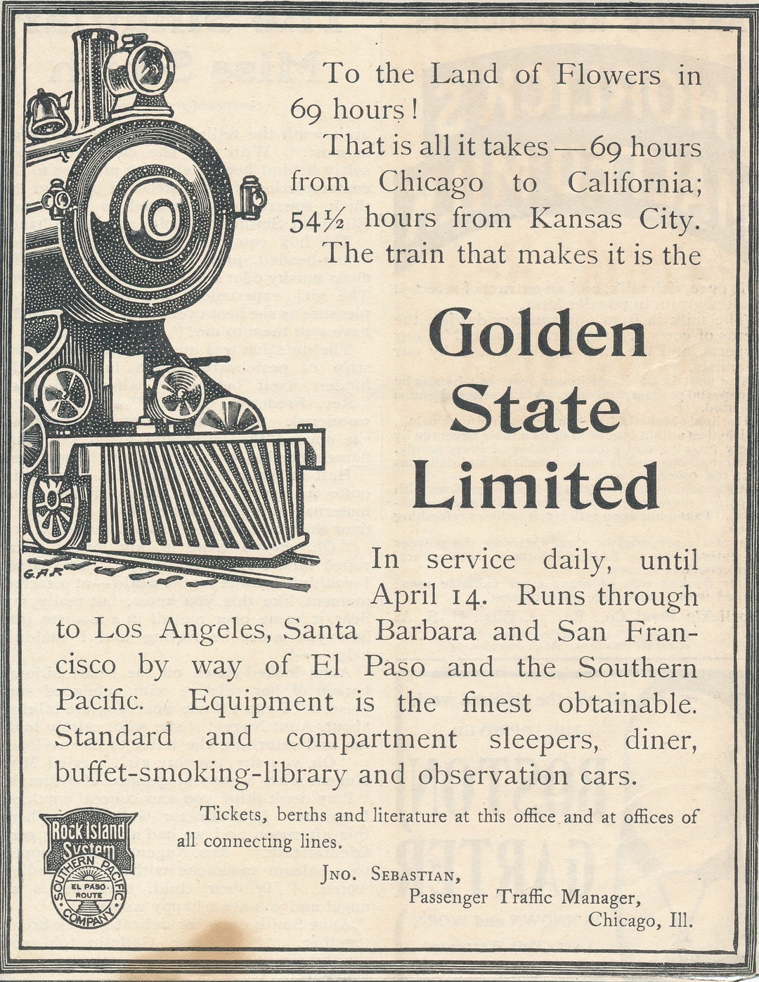 Chicago, Rock Island and Pacific Railroad 4 Magazine Print Ad's From ...