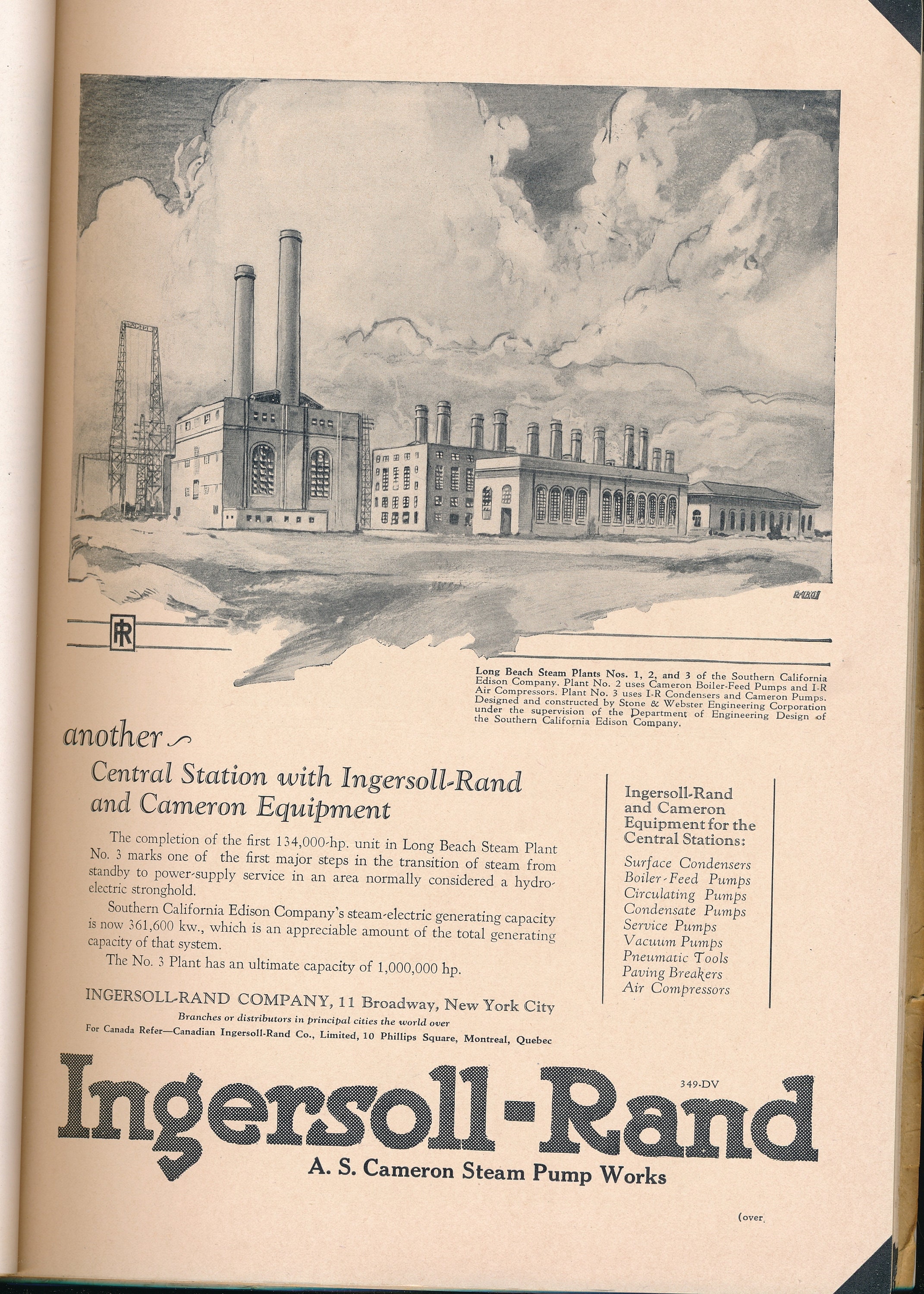 Ingersoll-rand Booklet on Modern Central Stations Fifth Section Dated ...