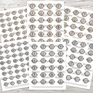 Round Number Labels, Vintage Numbers, Steampunk, Nameplates, Shabby ...