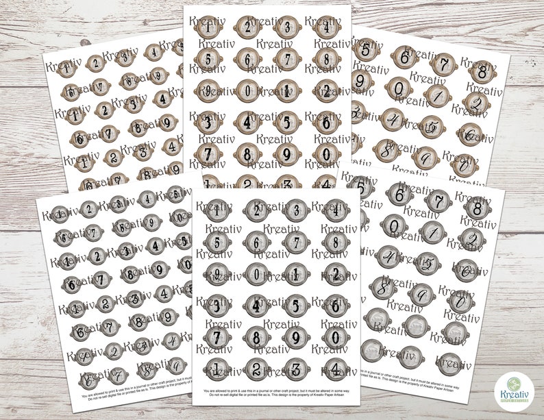 Round Number Labels, Vintage Numbers, Steampunk, Nameplates, Shabby ...