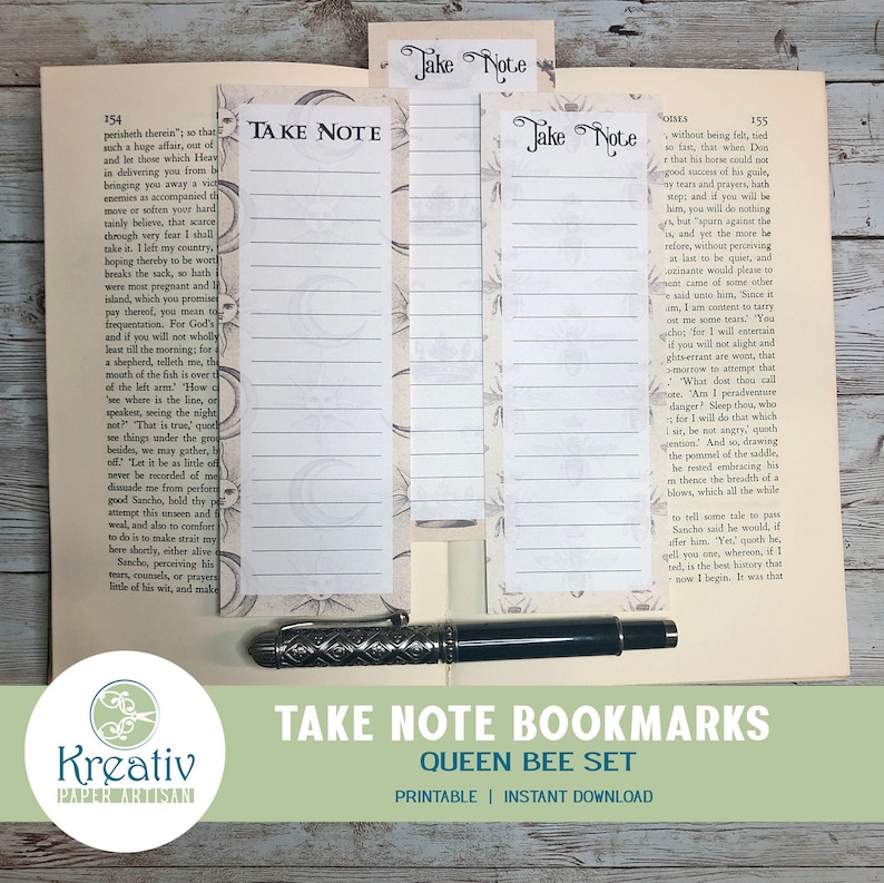 Printable Bookmarks Take Note Book Notes Book Lovers Gift - Etsy