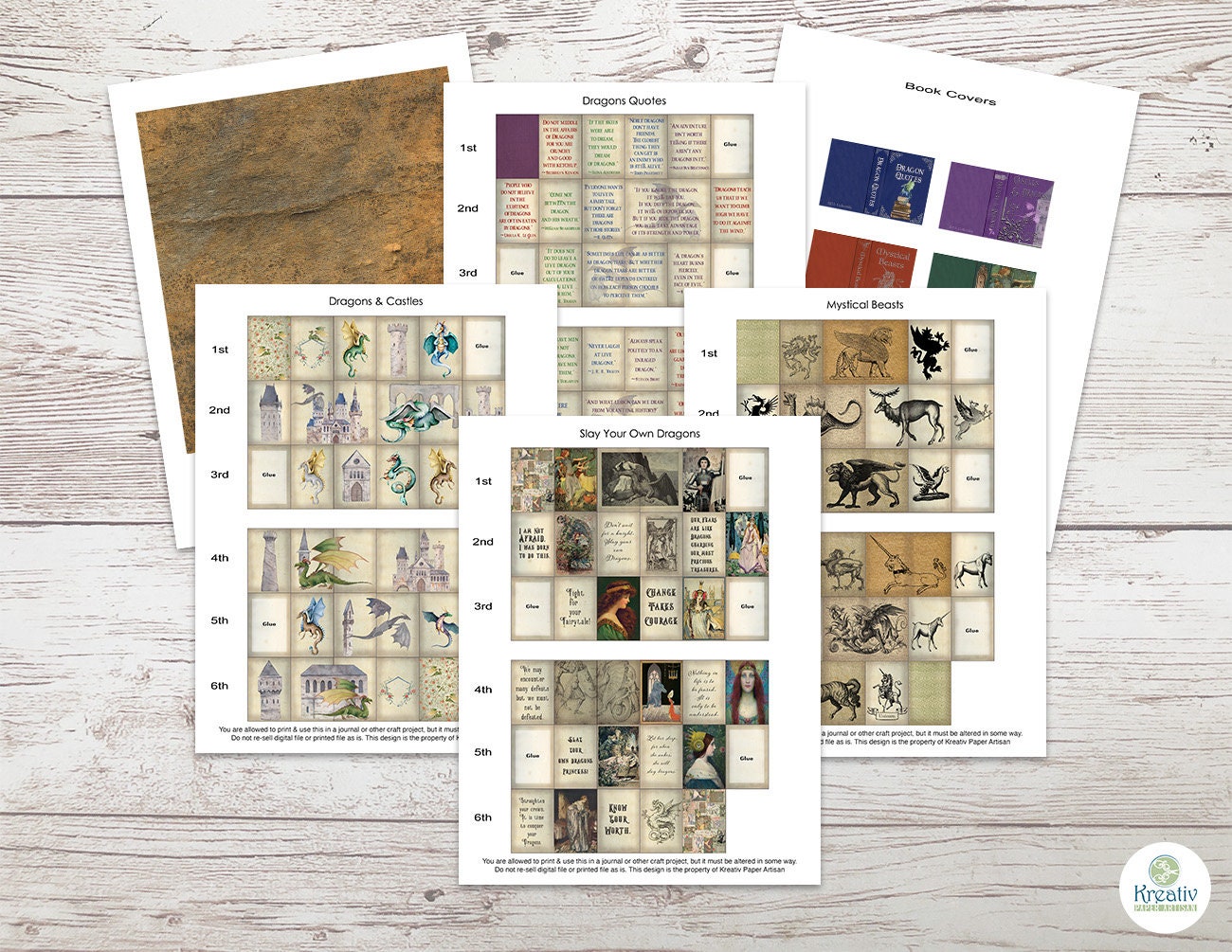 Dragons & Mystical Beasts Mini Books, Printable (instant Download) - Etsy