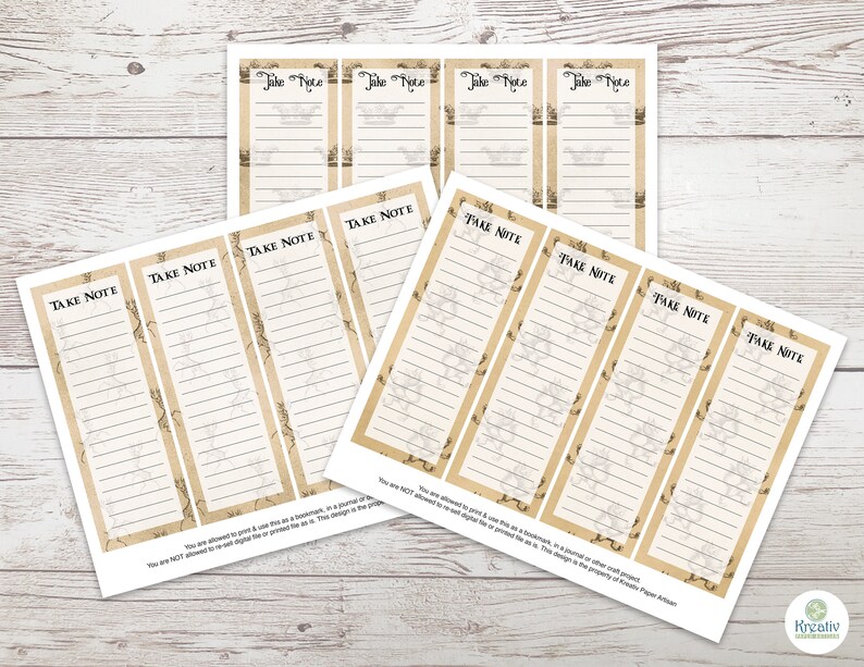 Printable Bookmarks Take Note Book Notes Book Lovers Gift - Etsy