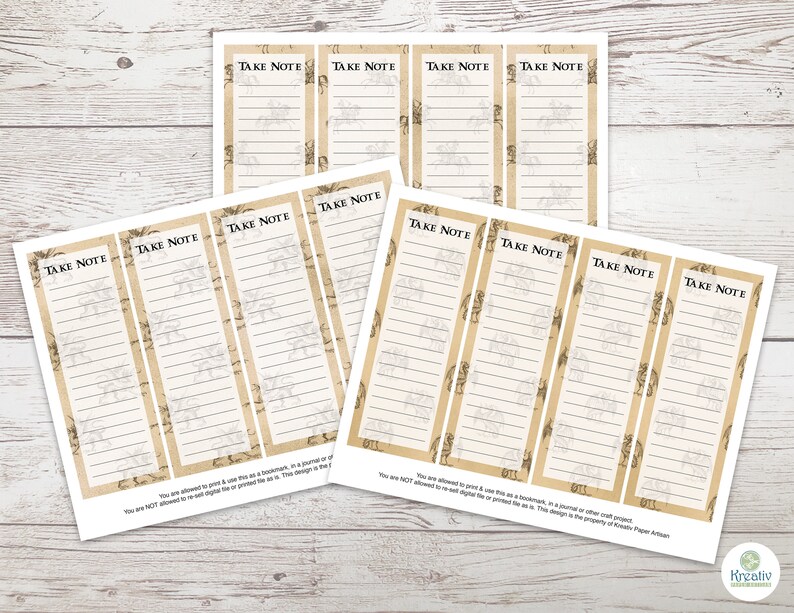 Printable Bookmarks Take Note Book Notes Book Lovers Gift | Etsy