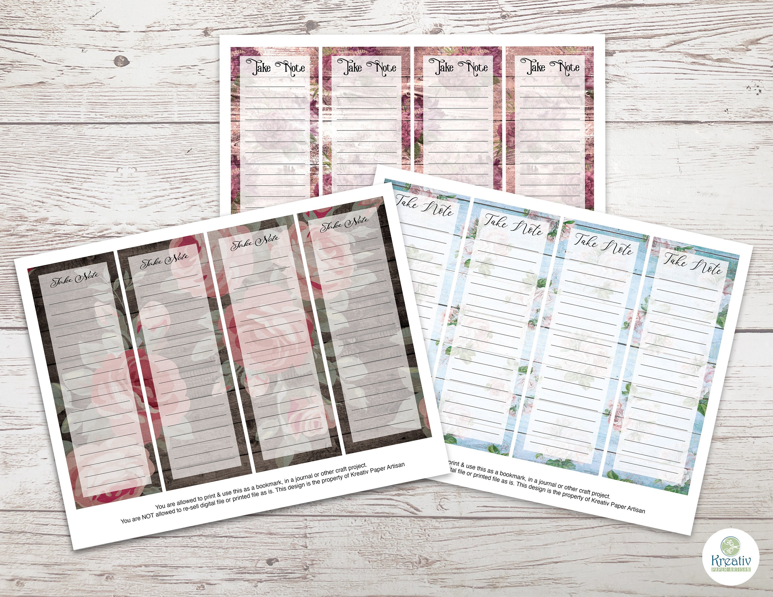 Rustic Roses Printable Bookmarks, Farmhouse Style (INSTANT DOWNLOAD) - Etsy