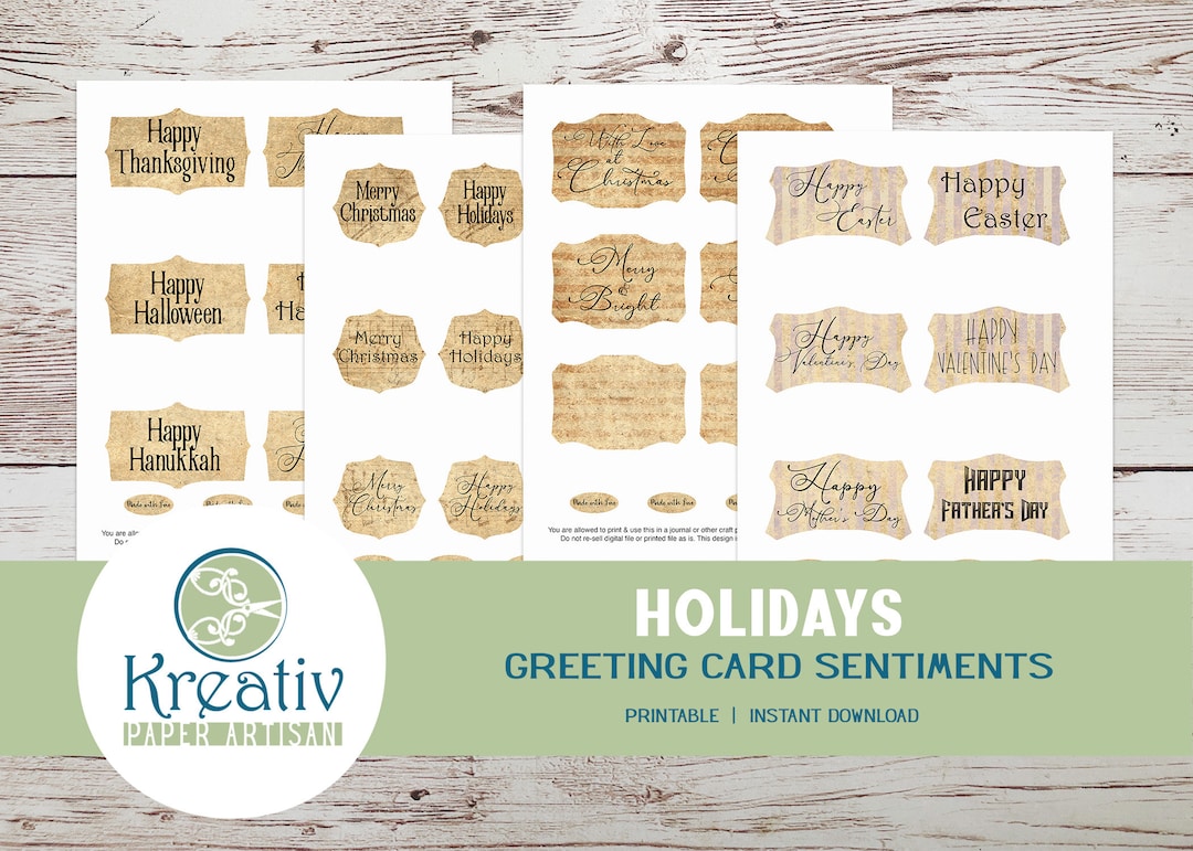Printable Holiday Greeting Card Sentiments (digital Download) - Etsy